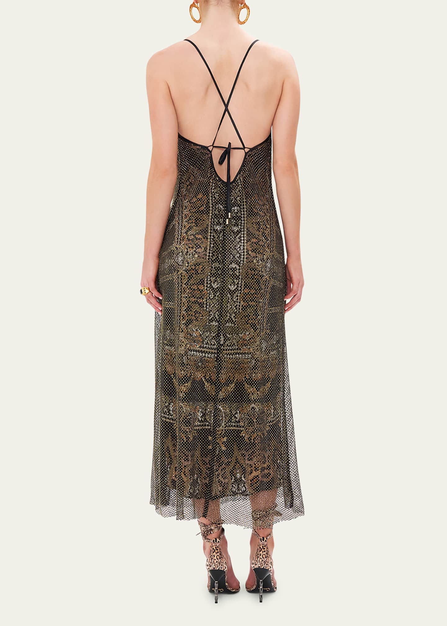 Camilla Long Bias Halter Dress with Crystal Mesh - Bergdorf Goodman