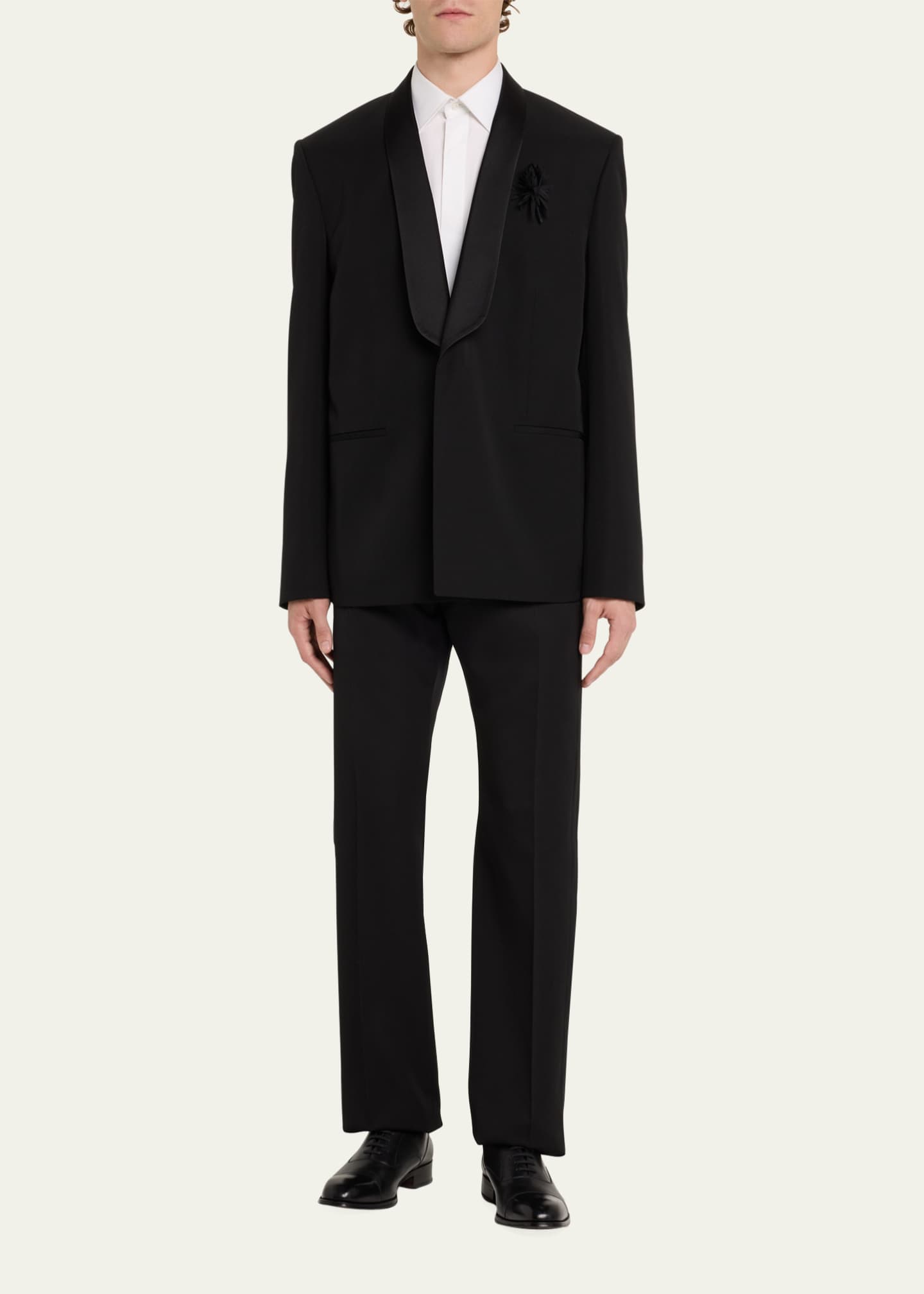 Givenchy Men's Wool Pants with Satin Band Detail - Bergdorf Goodman