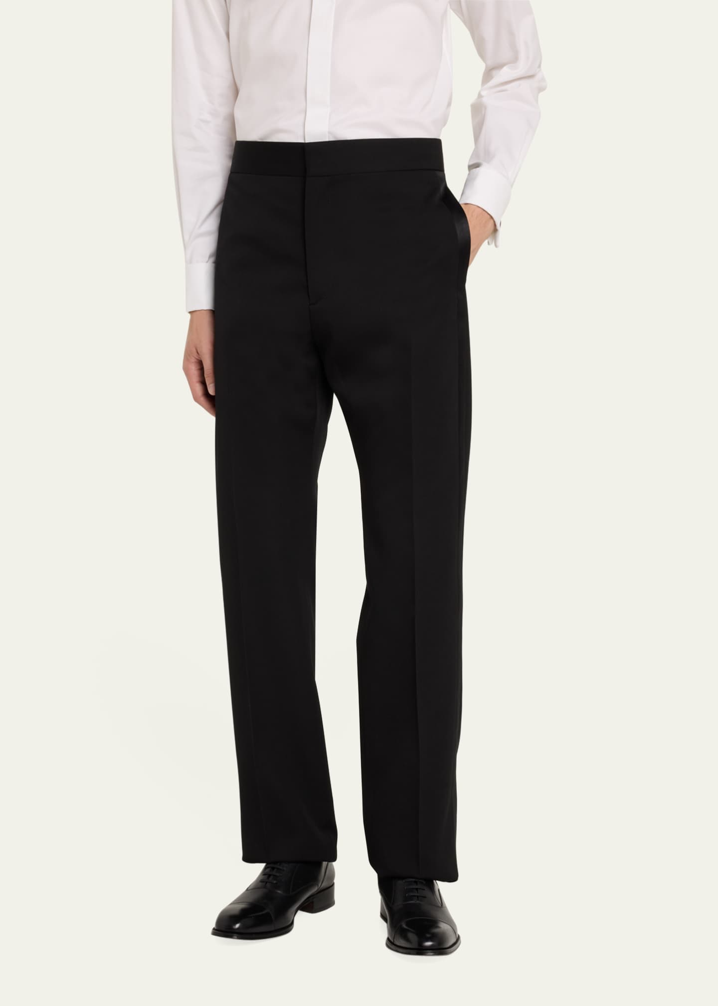 Givenchy Men's Wool Pants with Satin Band Detail - Bergdorf Goodman