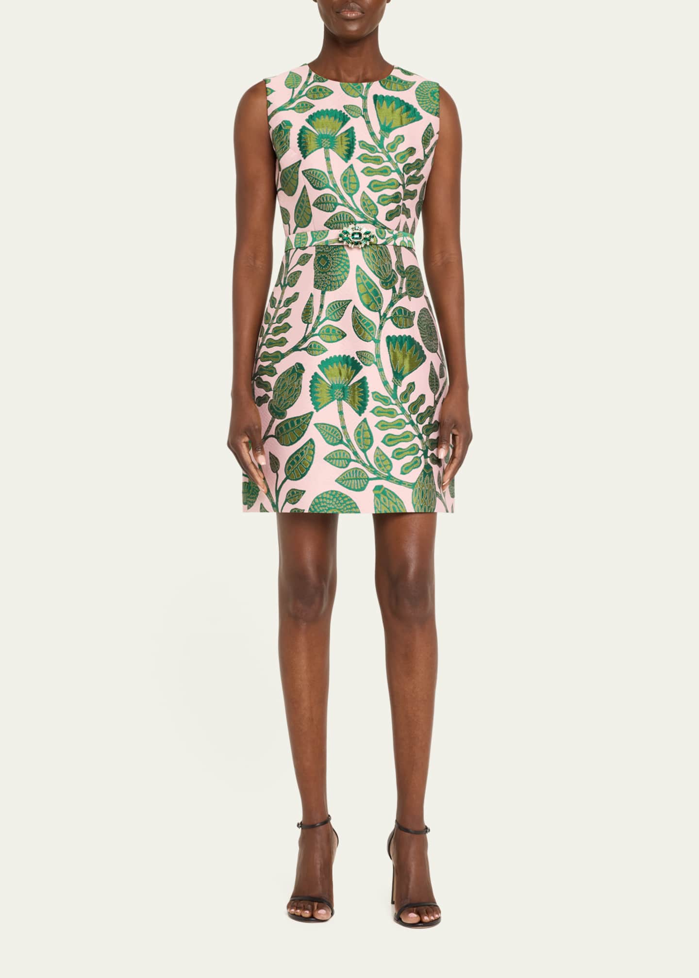 Andrew Gn Leaf Print Mini Dress - Bergdorf Goodman