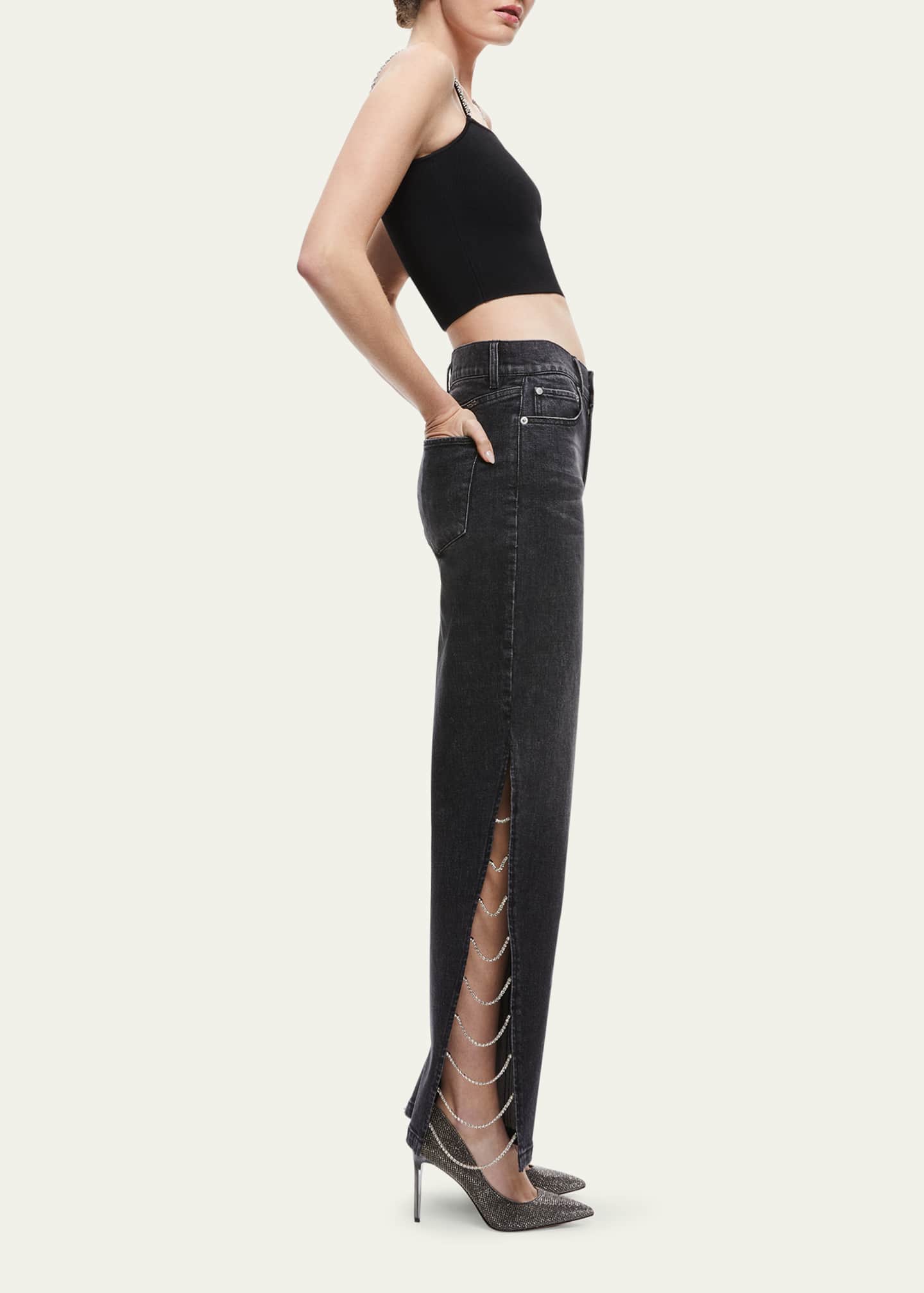 Alice + Olivia Gayle Embellished-Side Baggy Jeans - Bergdorf Goodman