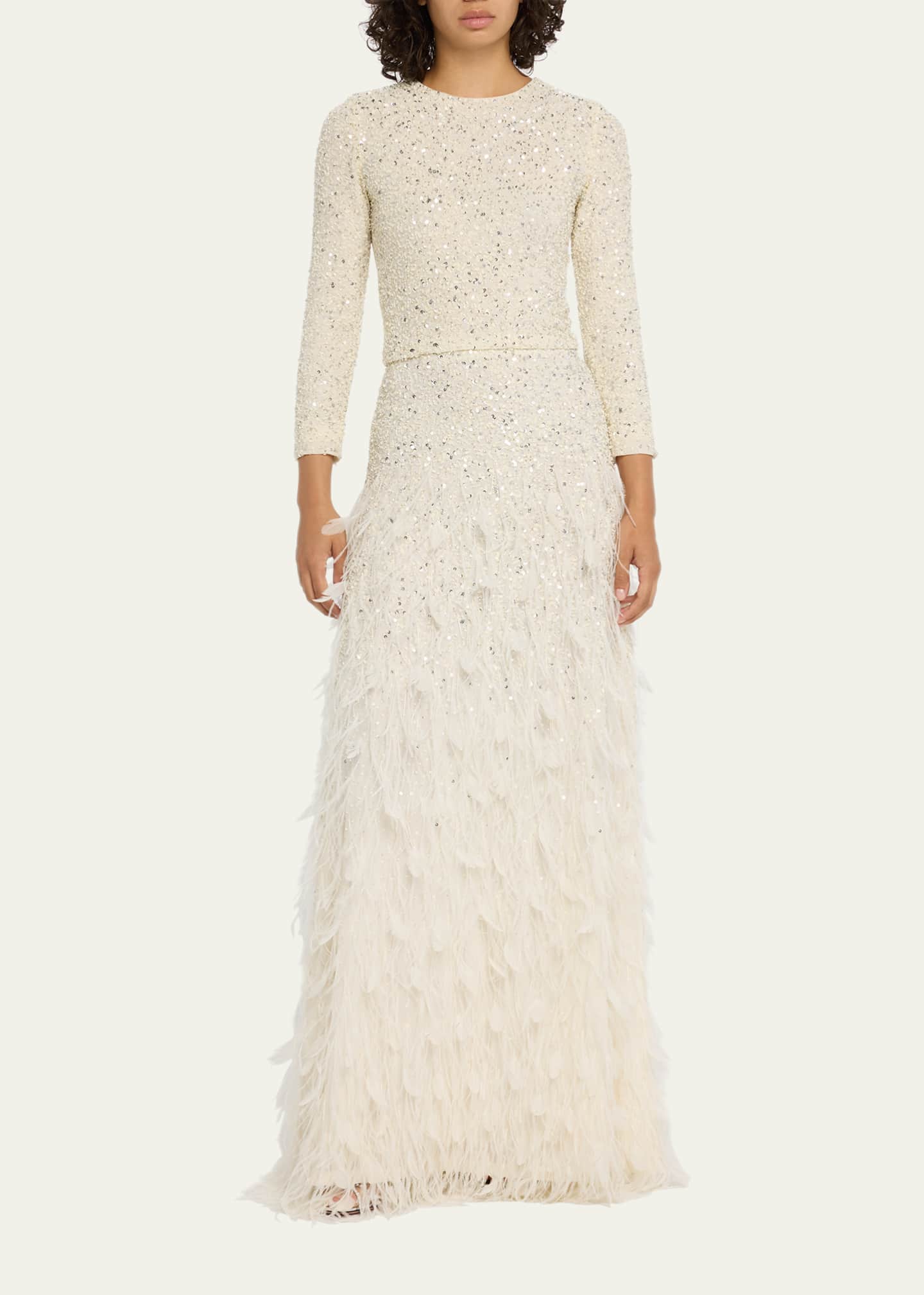 Alice + Olivia Ashton Embellished Feather Skirt - Bergdorf Goodman