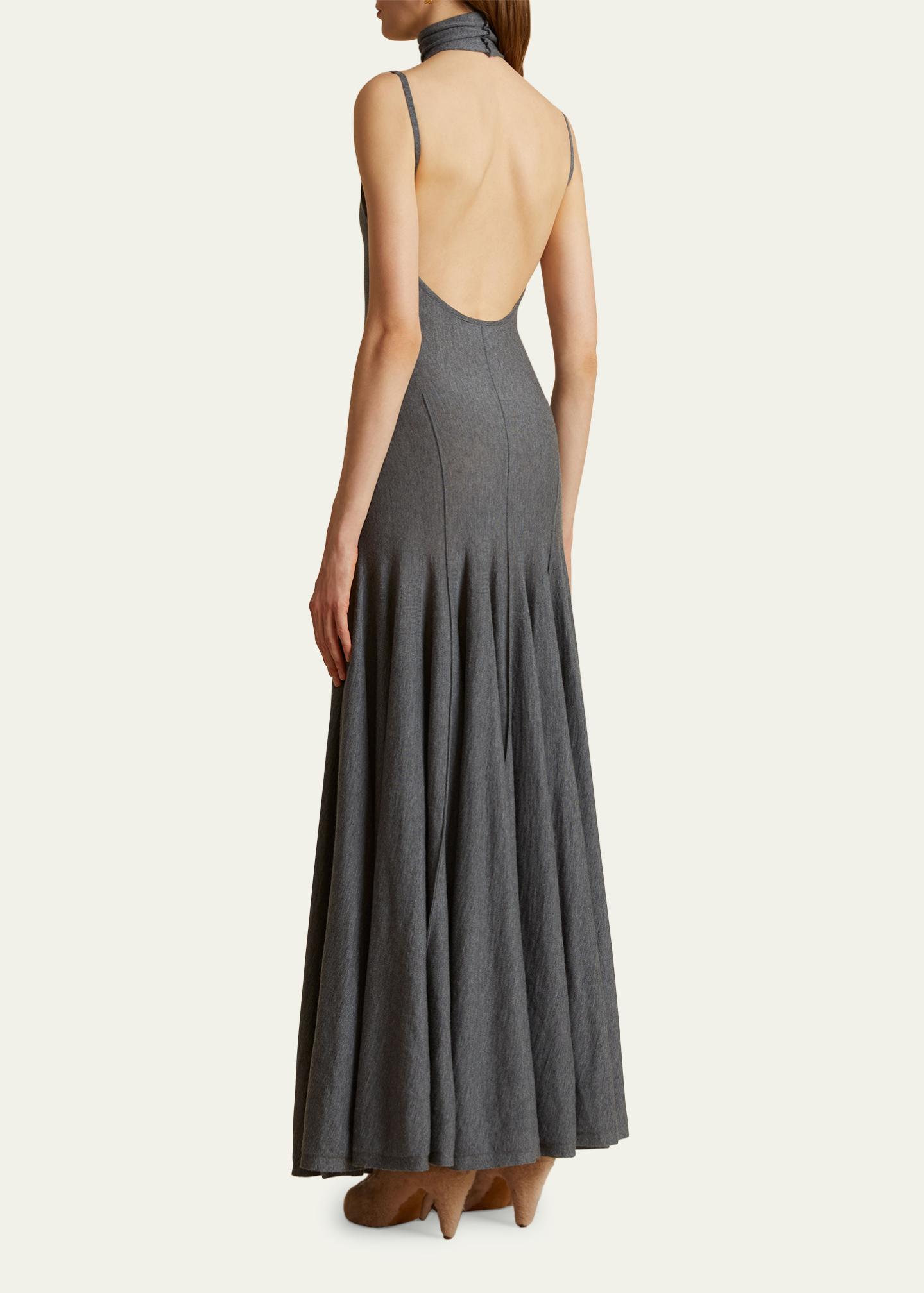Khaite Romee Open-Back Pleated Skirt Maxi Dress - Bergdorf Goodman