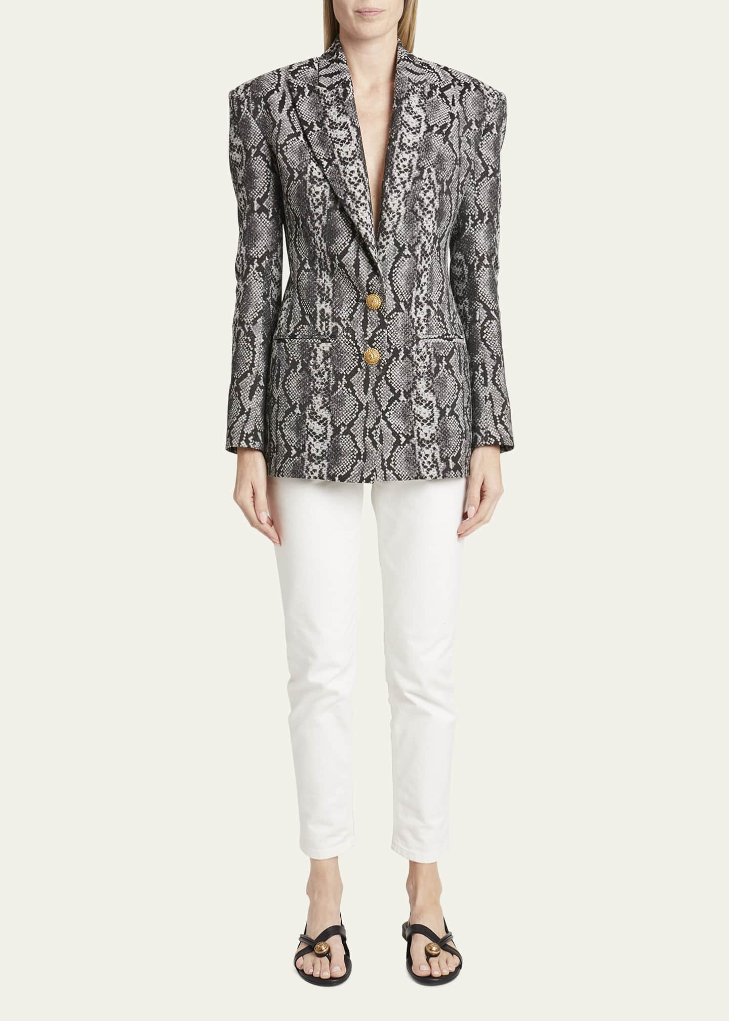 Balmain Python-Print 2 Button Fitted Blazer - Bergdorf Goodman