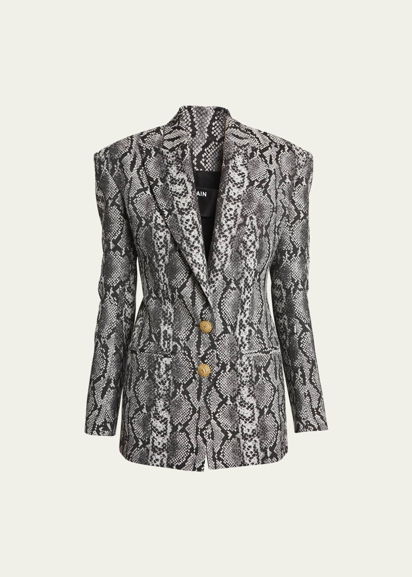 Balmain Python-Print 2 Button Fitted Blazer - Bergdorf Goodman