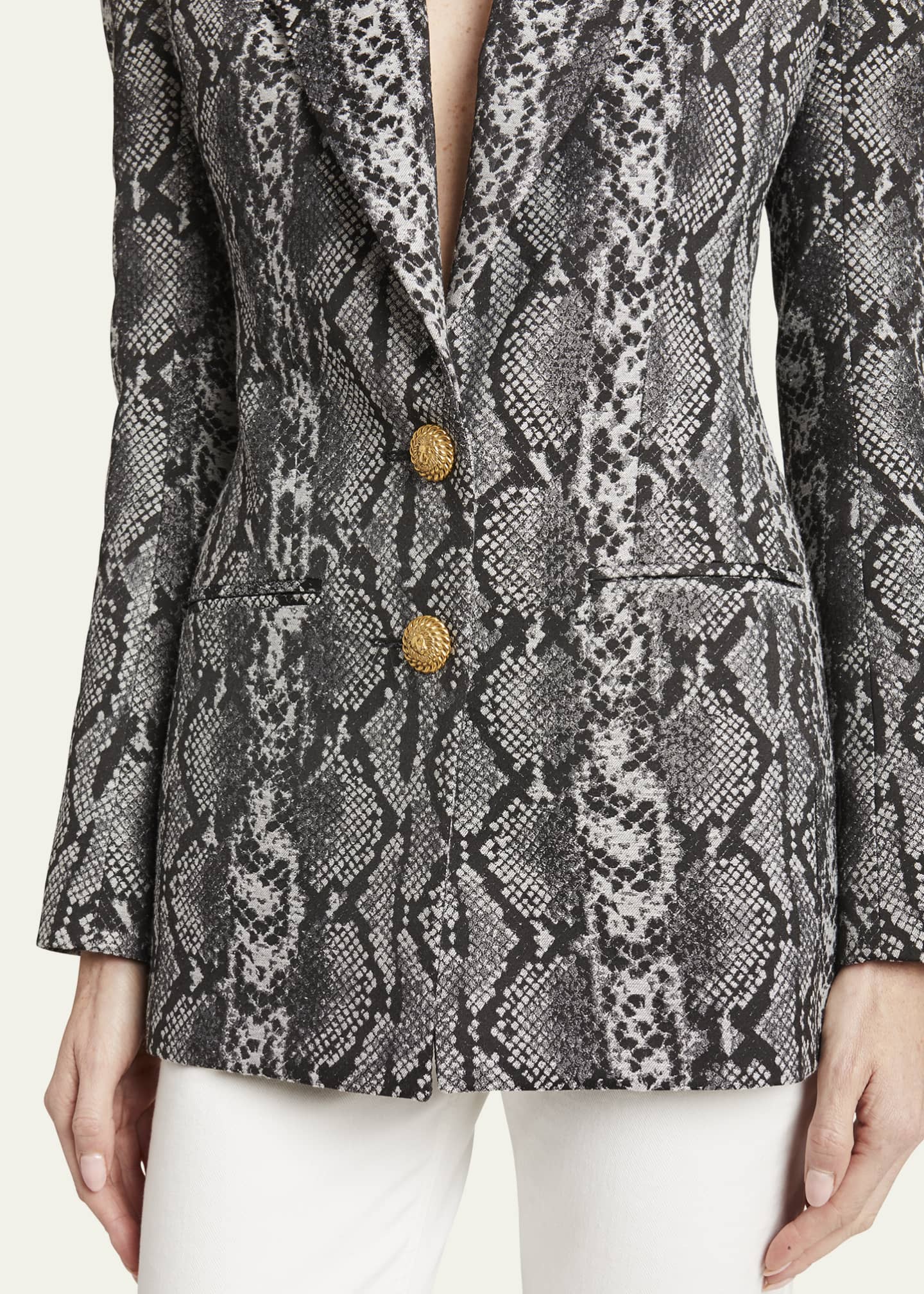 Balmain Python-Print 2 Button Fitted Blazer - Bergdorf Goodman