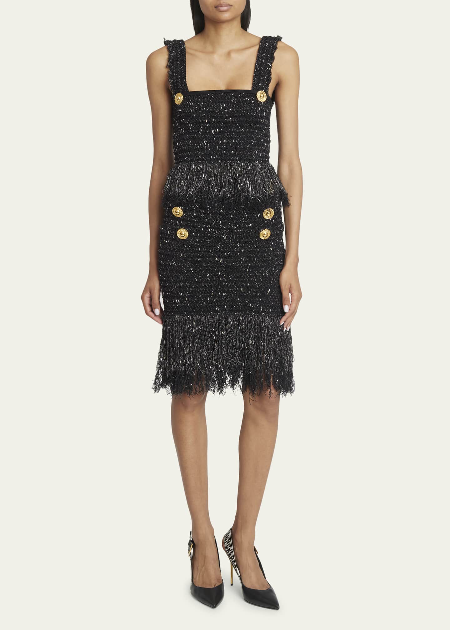 Balmain Fringe Tweed Peplum Bra Top - Bergdorf Goodman