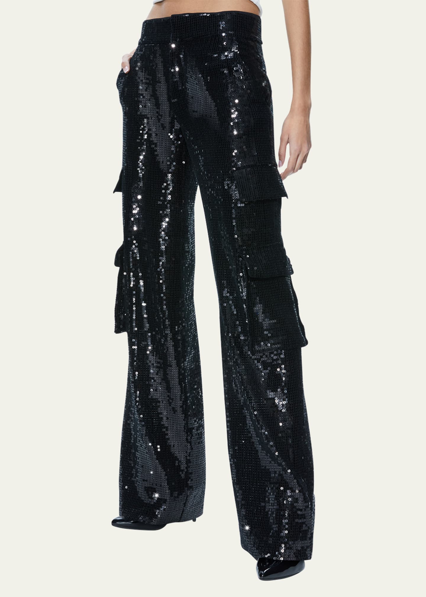 Alice + Olivia Hayes Sequined Wide-Leg Cargo Pants - Bergdorf Goodman