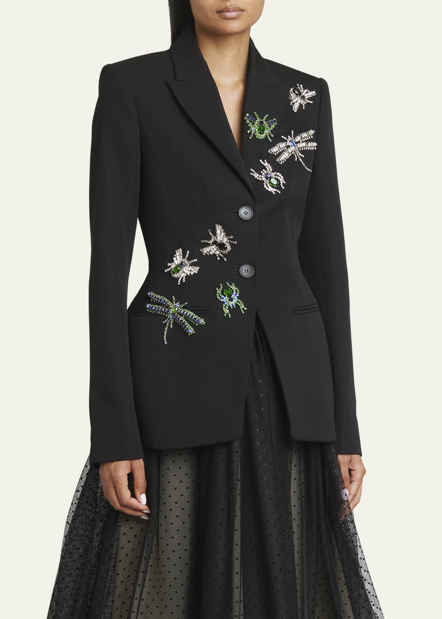 Erdem Crystal Bug Embellished Single-Breasted Blazer - Bergdorf Goodman