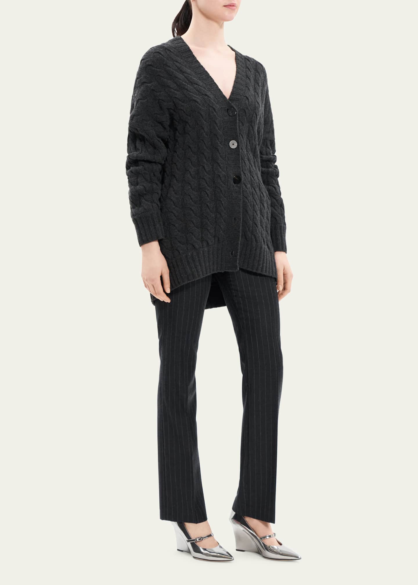 Theory Cashmere and Wool Cable-Knit Cardigan - Bergdorf Goodman