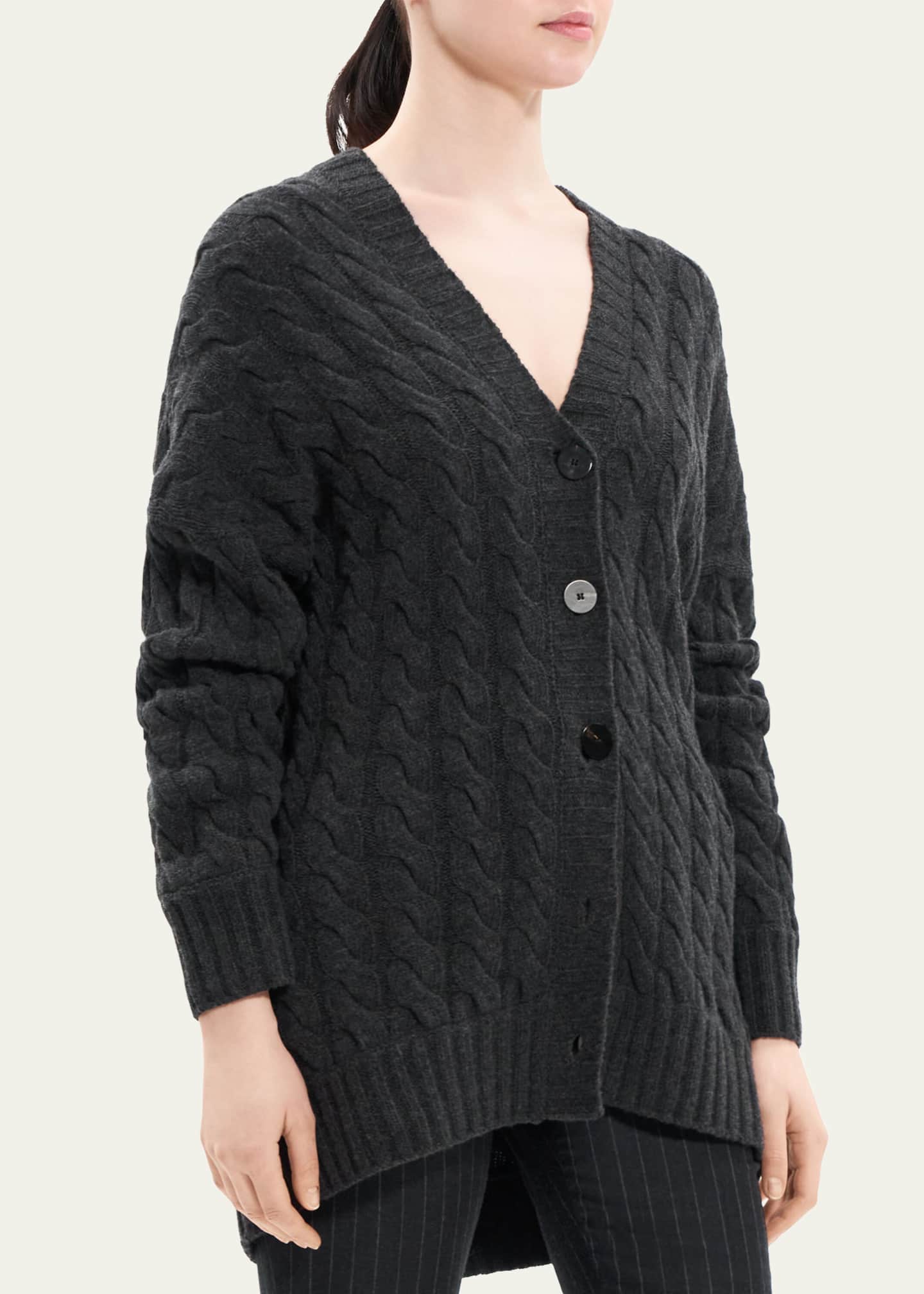 Theory Cashmere and Wool Cable-Knit Cardigan - Bergdorf Goodman