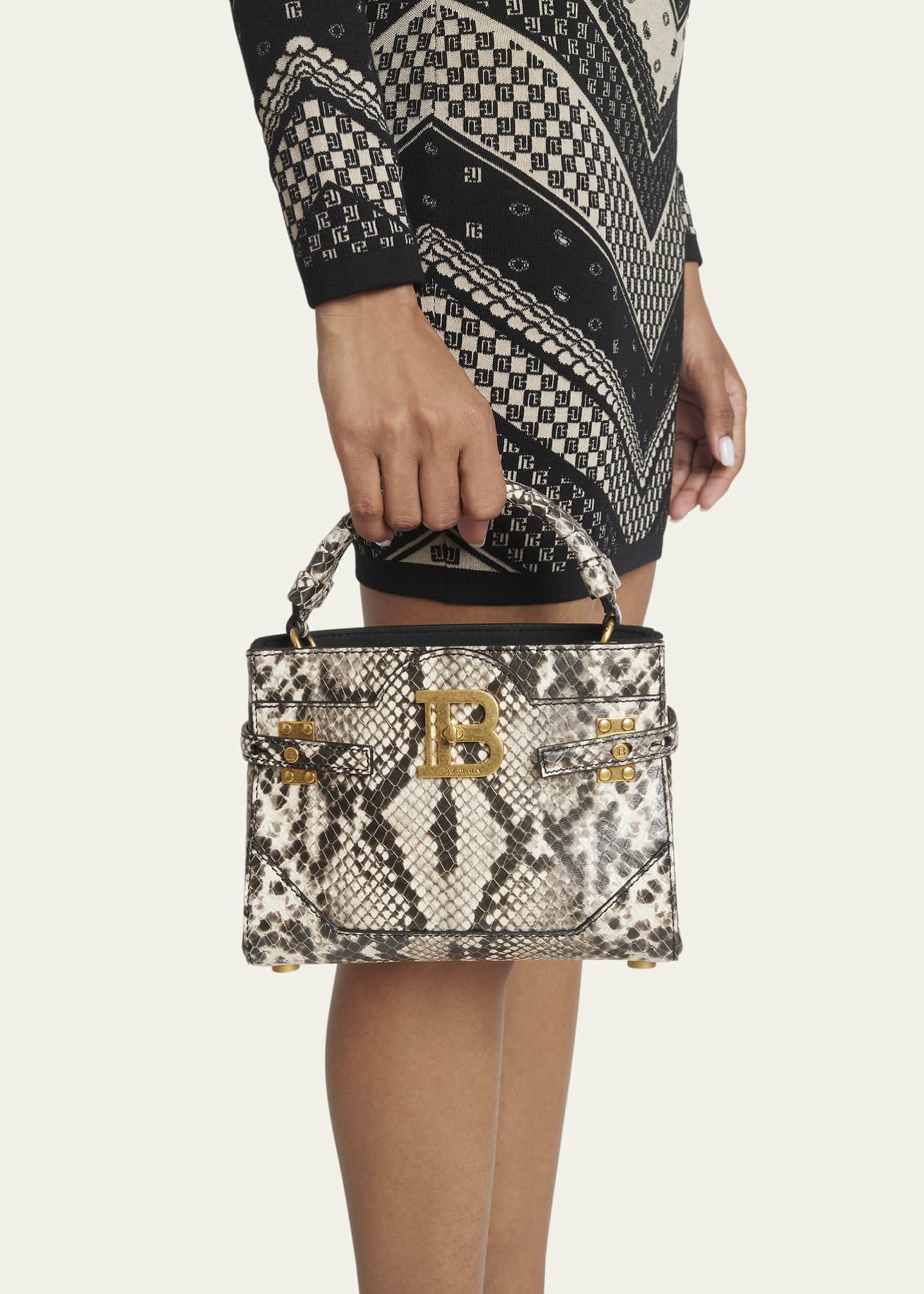 Balmain BBuzz 22 Top-Handle Bag in Python-Embossed Leather - Bergdorf ...