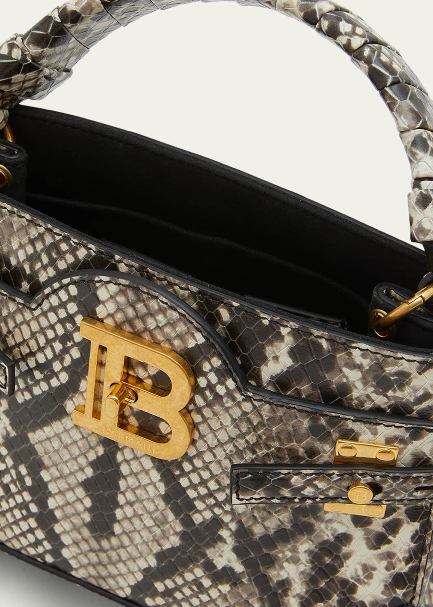 Balmain BBuzz 22 Top-Handle Bag in Python-Embossed Leather - Bergdorf ...