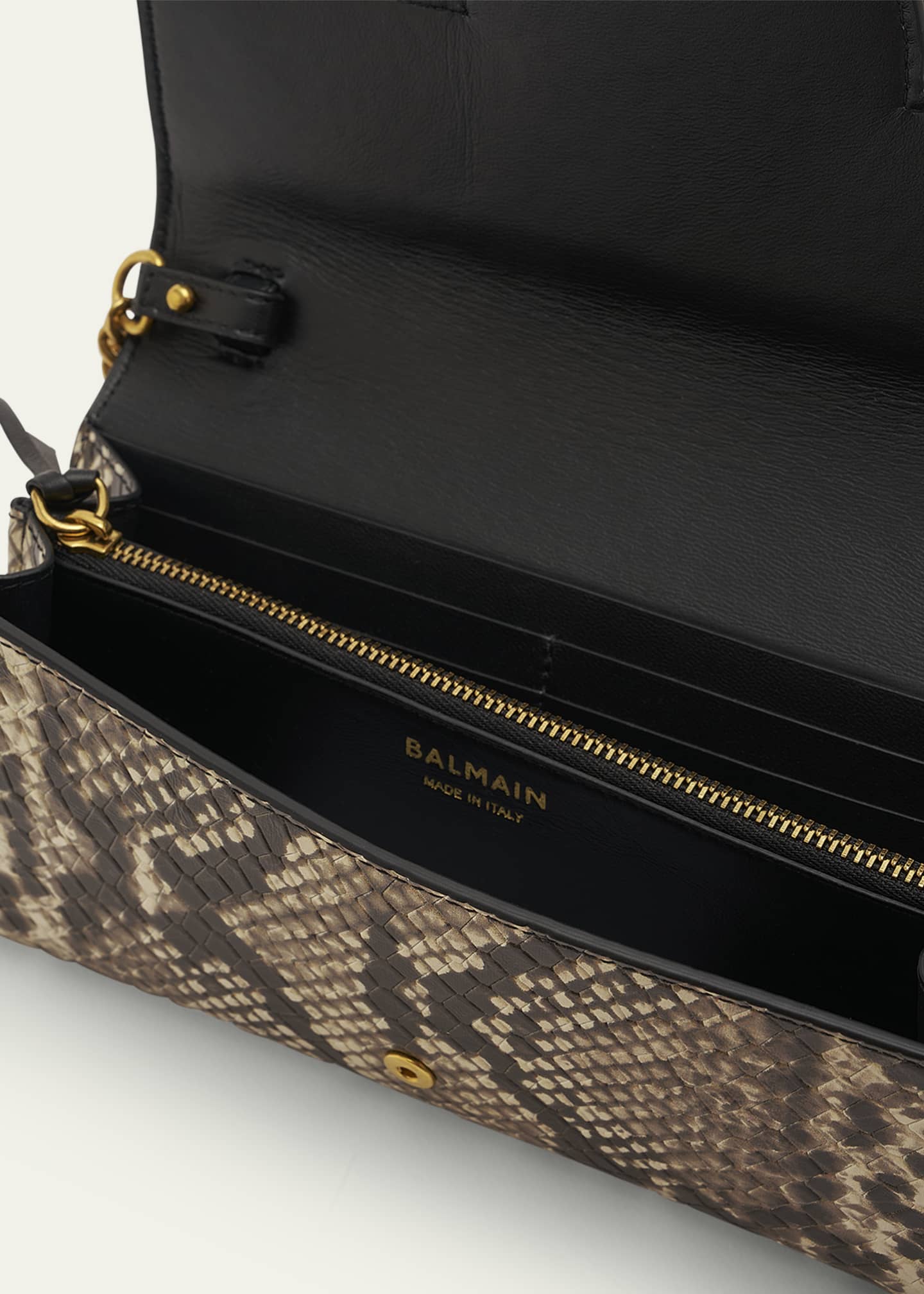 Balmain BBuzz Wallet on a Chain in Python-Embossed Leather - Bergdorf ...