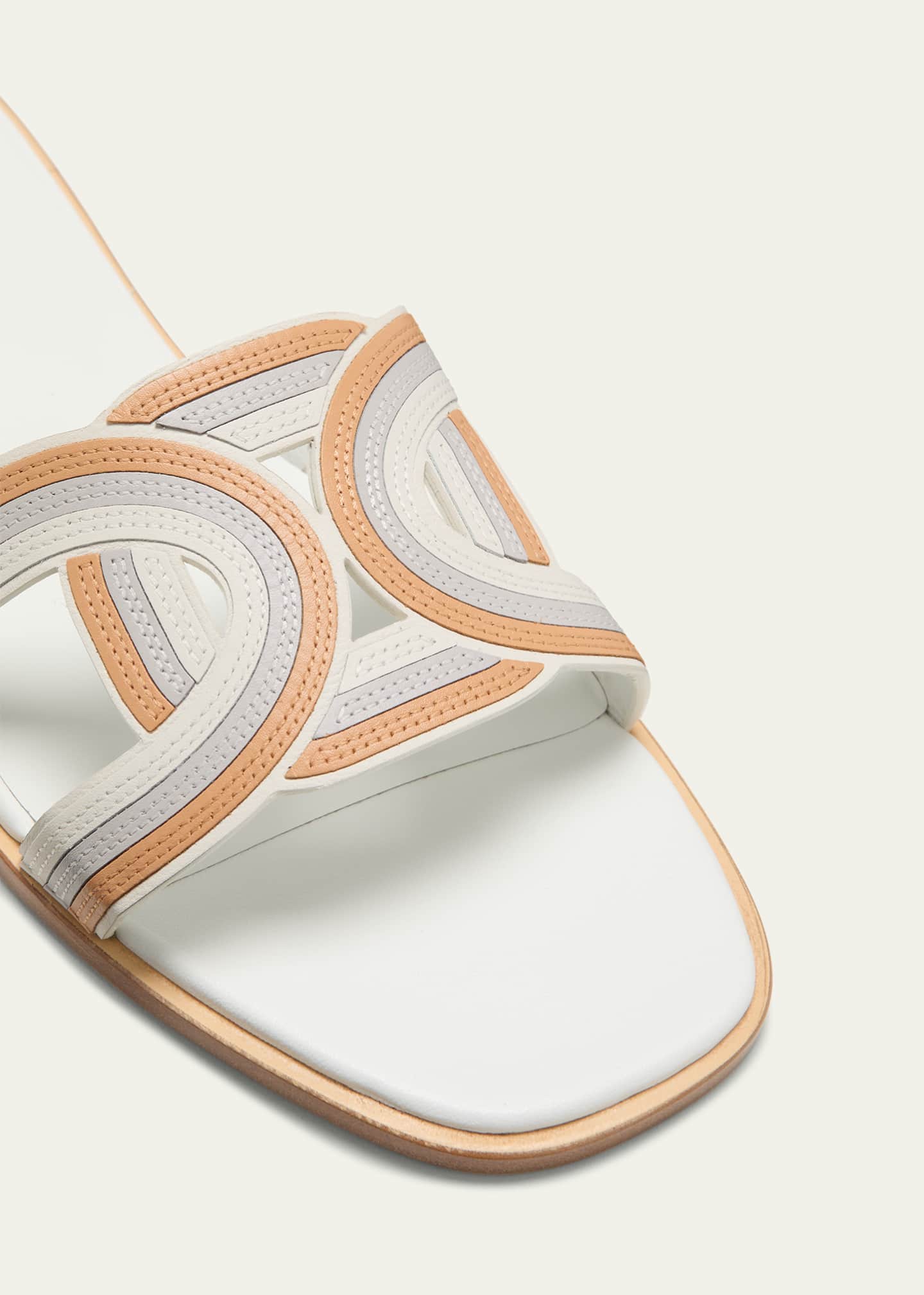 Tod's Tricolor Leather Flat Slide Sandals - Bergdorf Goodman