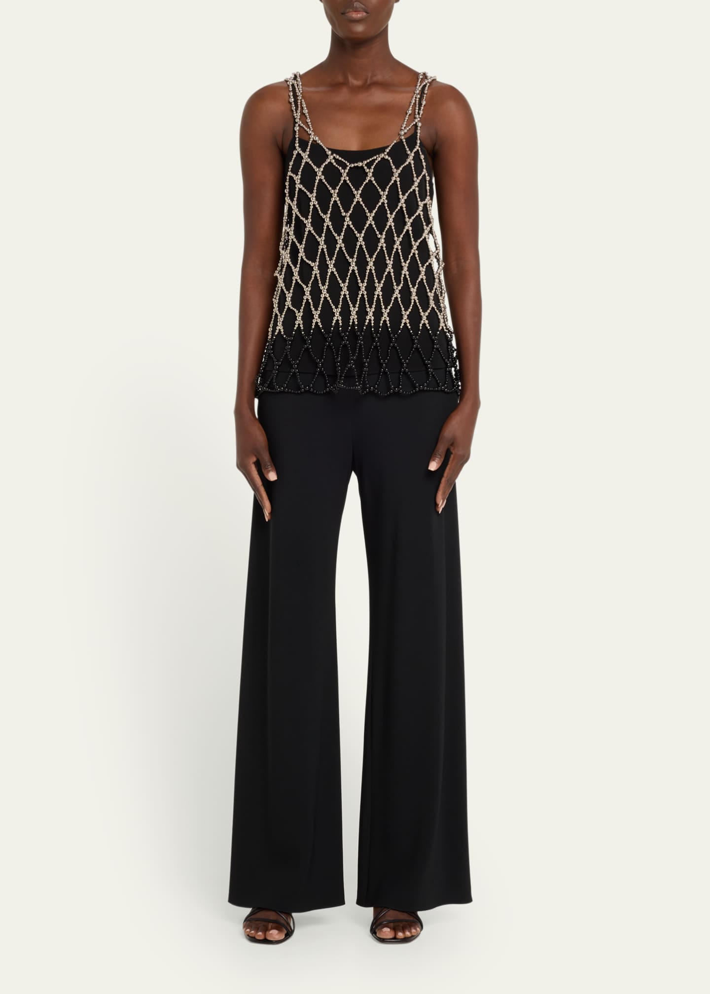 Diotima Marina Two-Tone Beaded Short Tank Top - Bergdorf Goodman