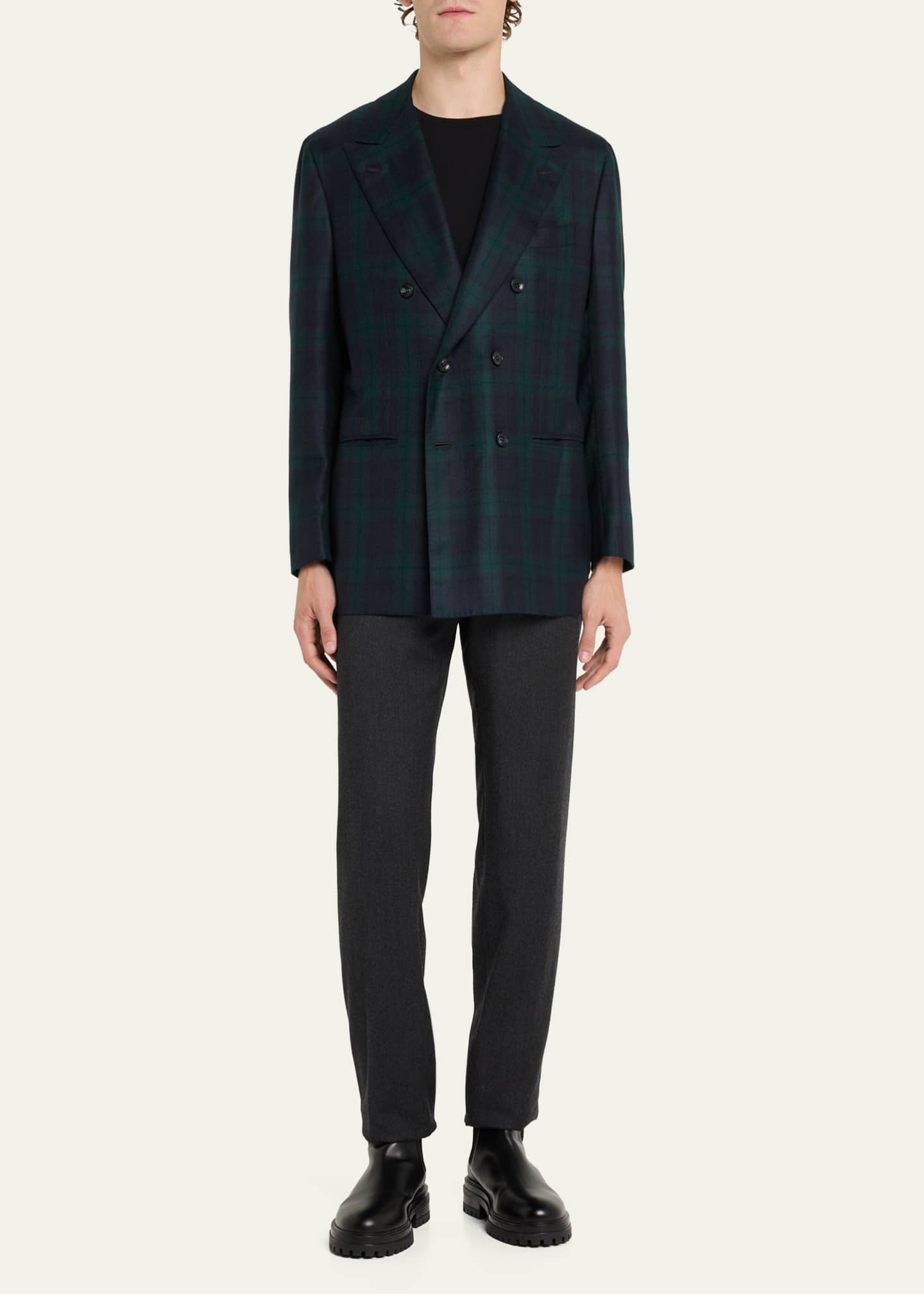 Kiton Men's Black Watch Plaid Dinner Jacket - Bergdorf Goodman