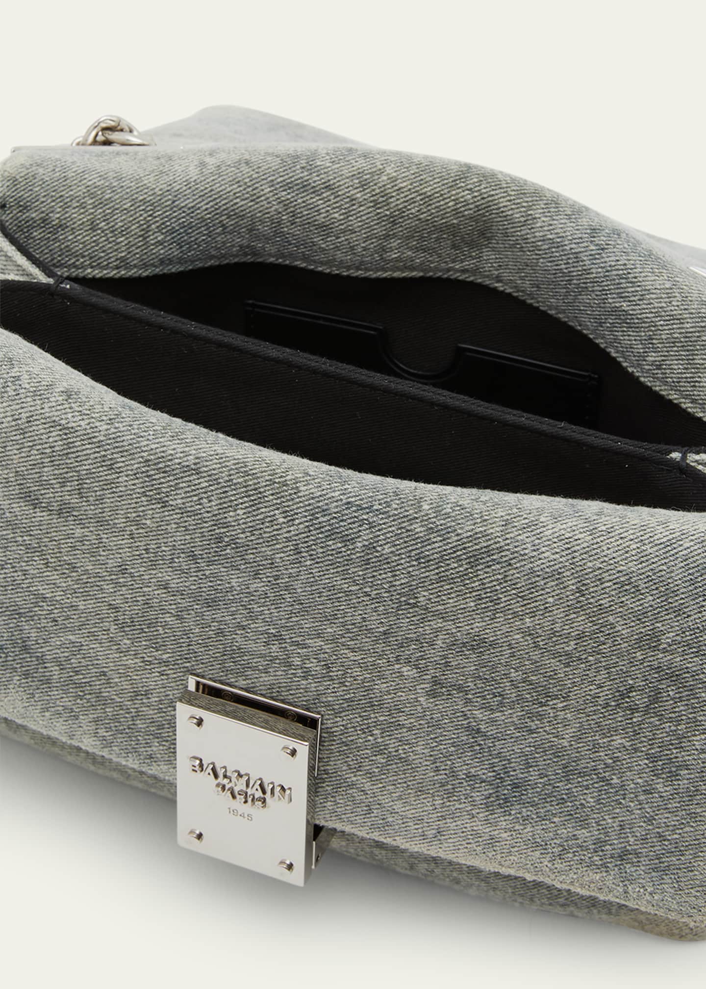 Balmain 1945 Small Washed Denim Chain Shoulder Bag - Bergdorf Goodman