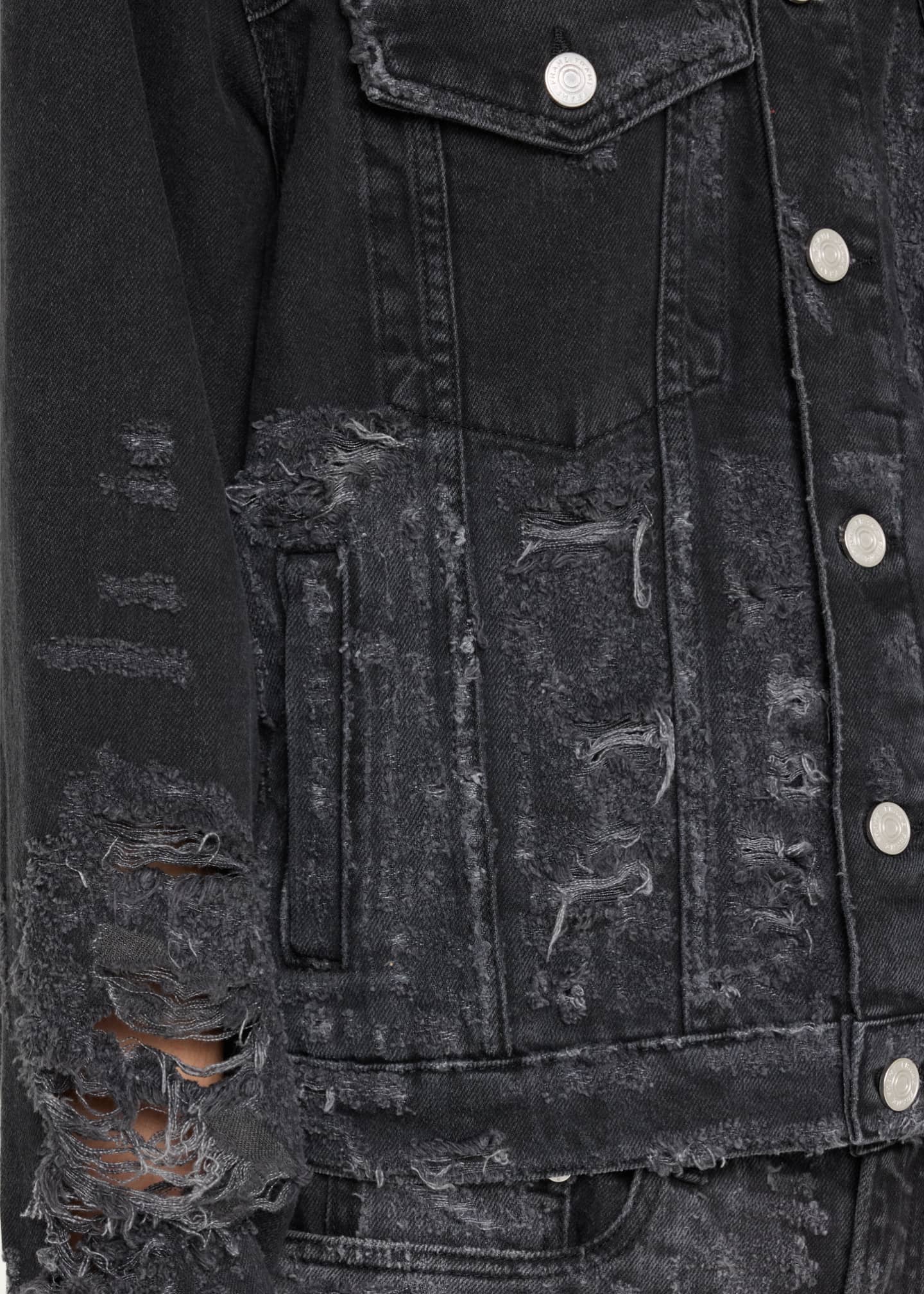 FRAME Men's Destroyed Denim Trucker Jacket - Bergdorf Goodman