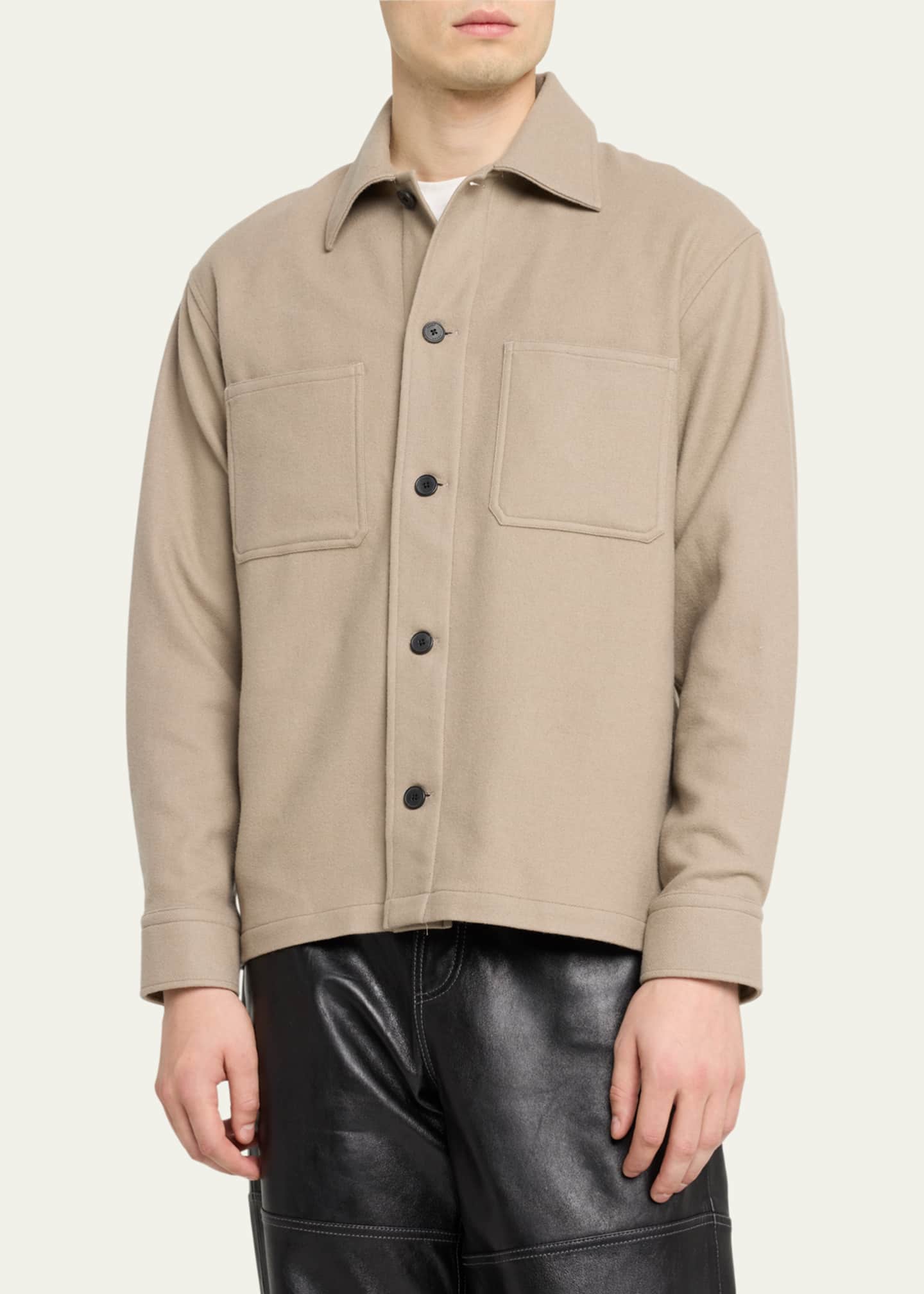FRAME Men's Solid Wool-Blend Overshirt - Bergdorf Goodman