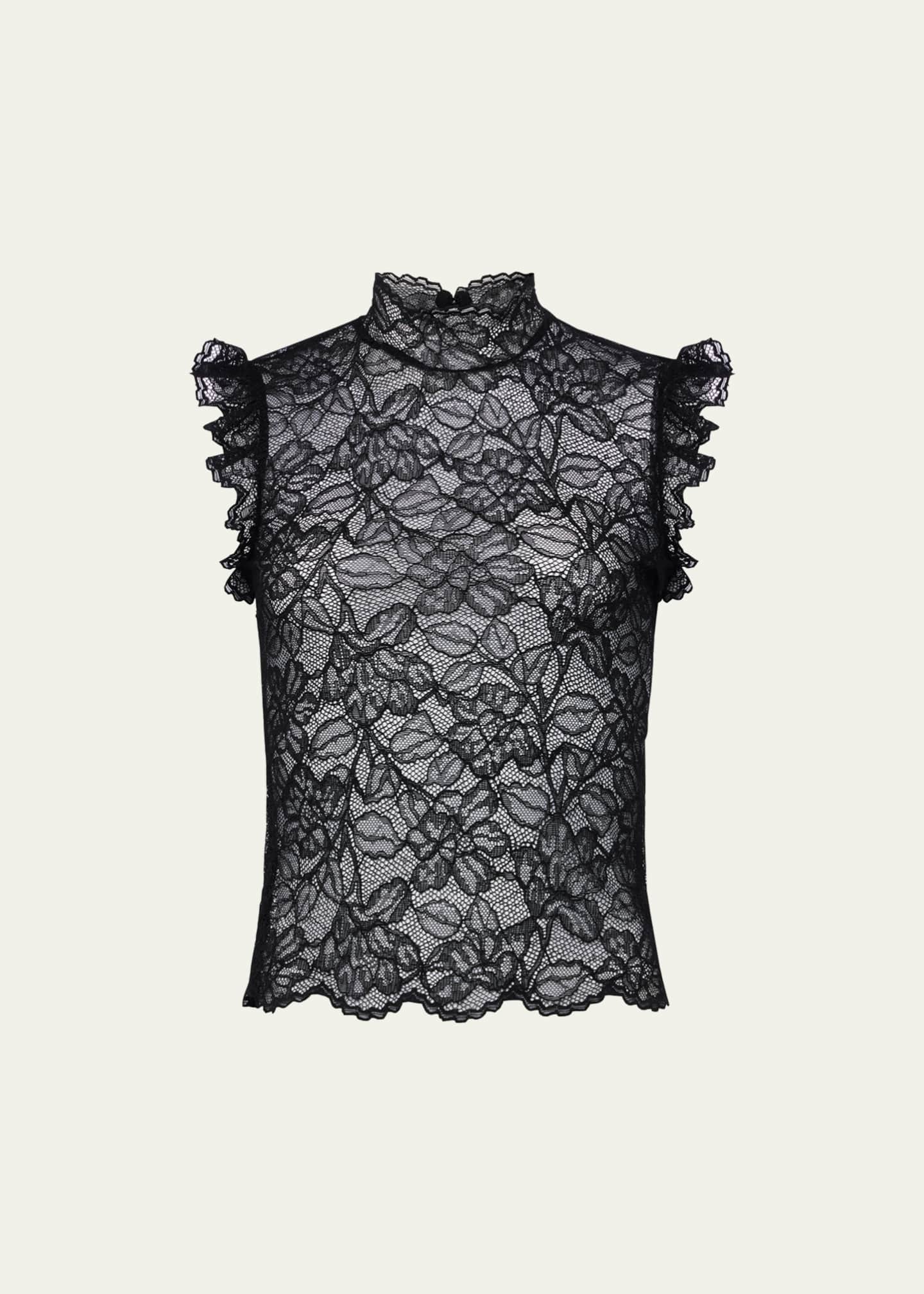 L'Agence Kaila Lace Mock-Neck Top - Bergdorf Goodman