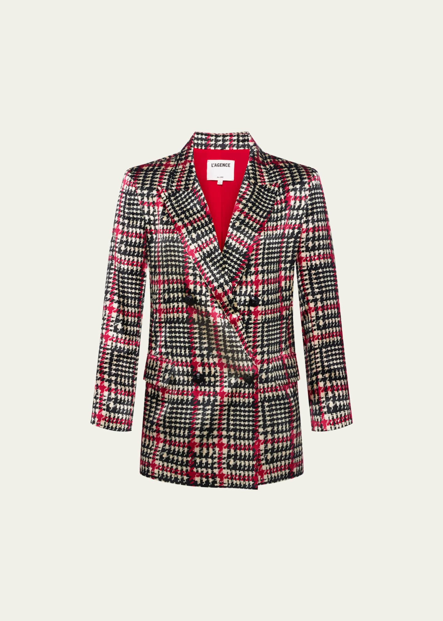 L'Agence Taryn Plaid Double-Breasted Blazer - Bergdorf Goodman
