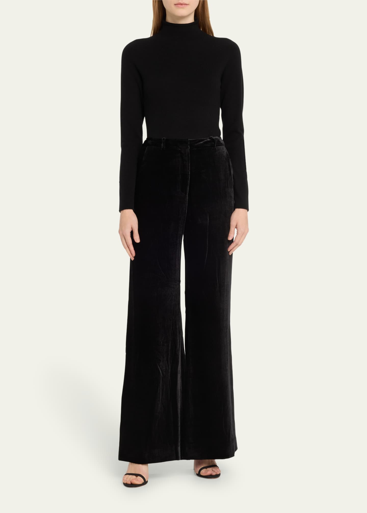 L'Agence Pilar Velvet Wide-Leg Pants - Bergdorf Goodman