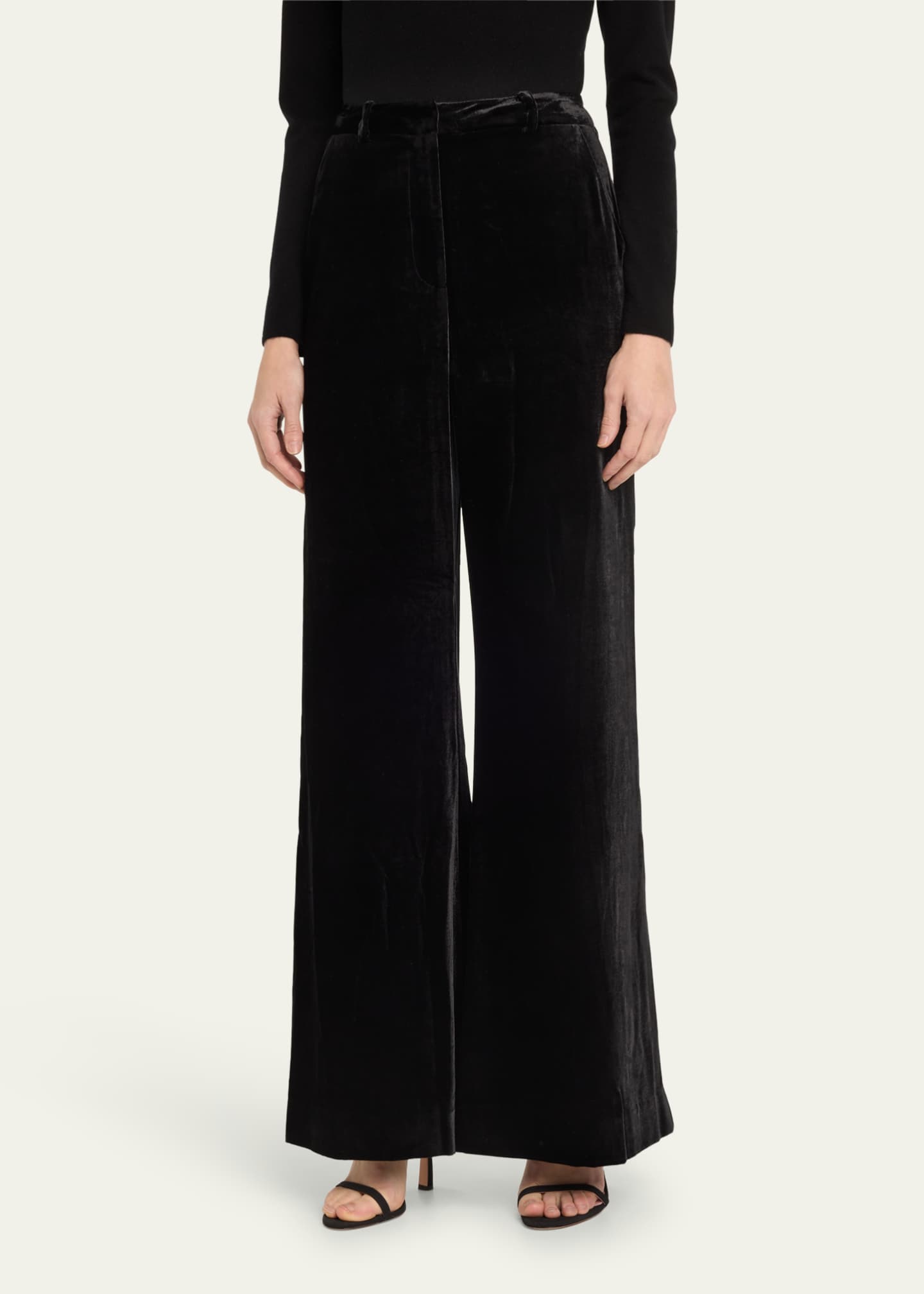 L'Agence Pilar Velvet Wide-Leg Pants - Bergdorf Goodman