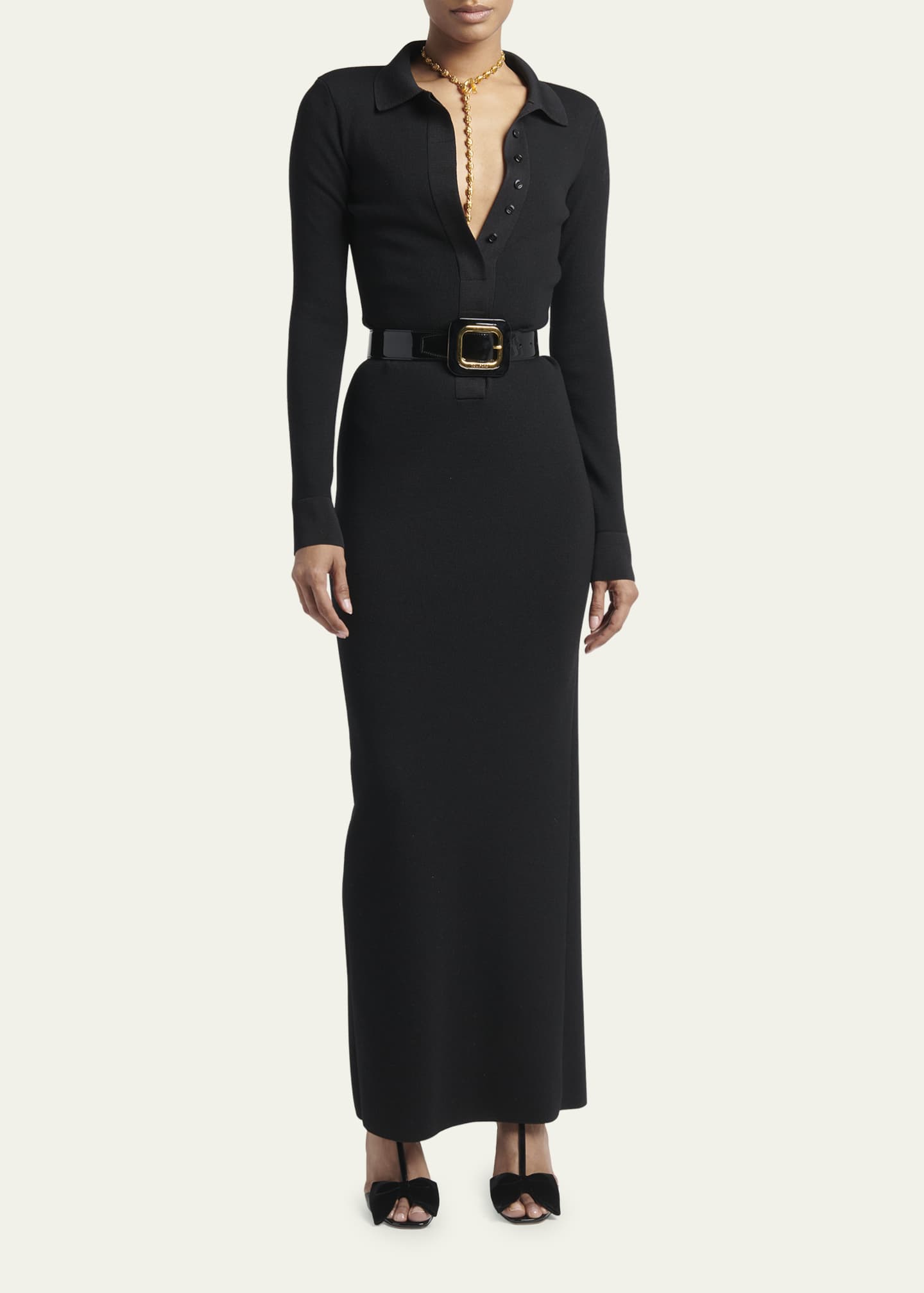 TOM FORD Collared Button Down Wool Maxi Dress - Bergdorf Goodman