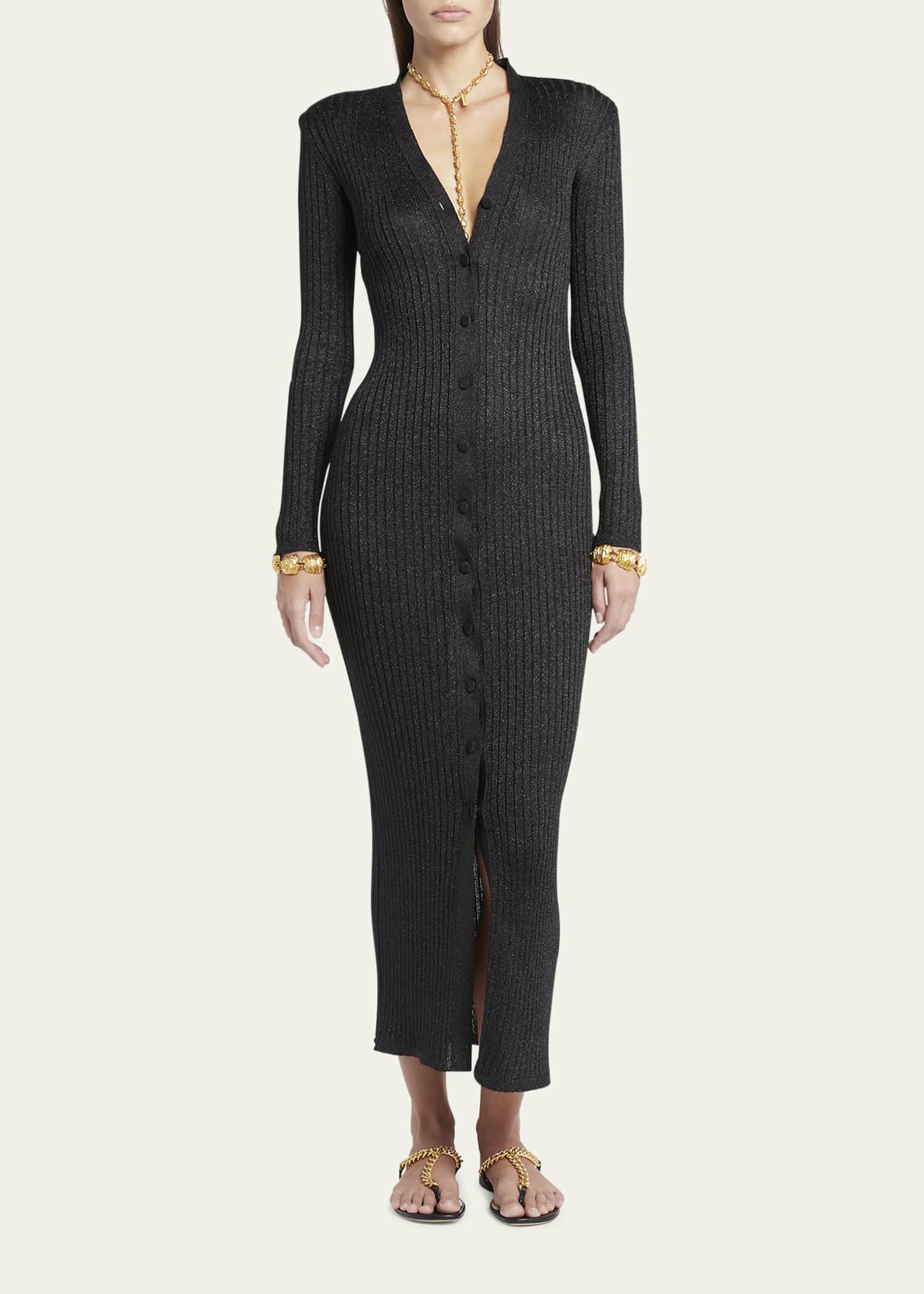 Tom Ford Lurex Ribbed Knit Long Cardigan Dress Bergdorf Goodman