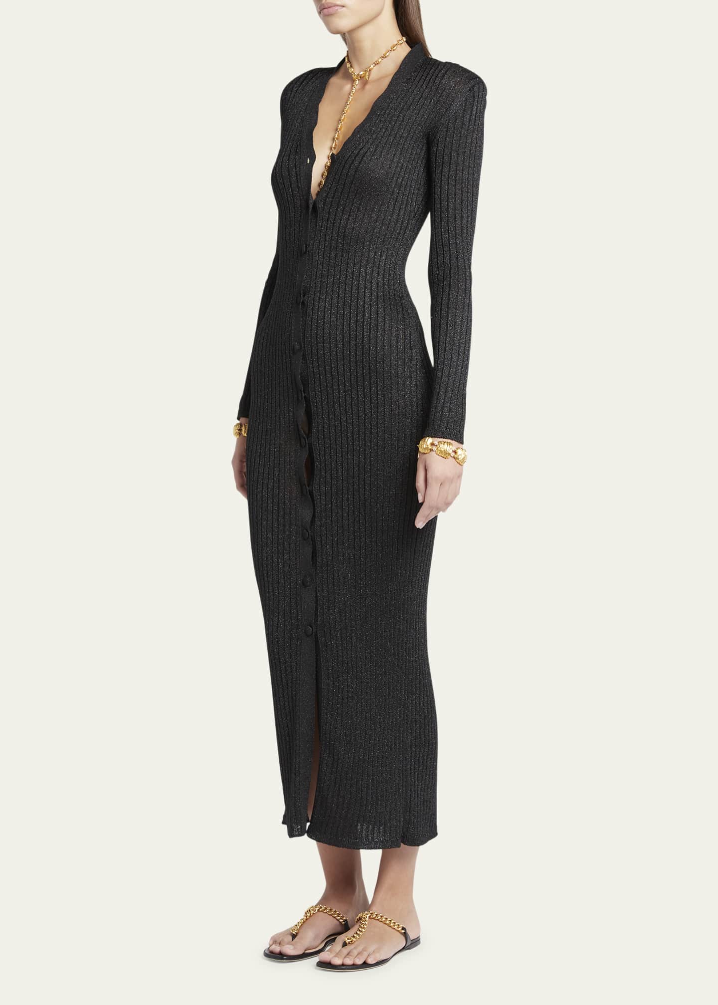 Tom Ford Lurex Ribbed Knit Long Cardigan Dress Bergdorf Goodman