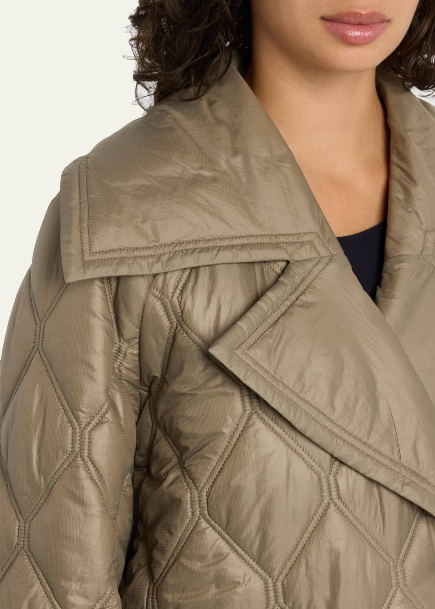 Ganni Long Shiny Quilted Coat - Bergdorf Goodman