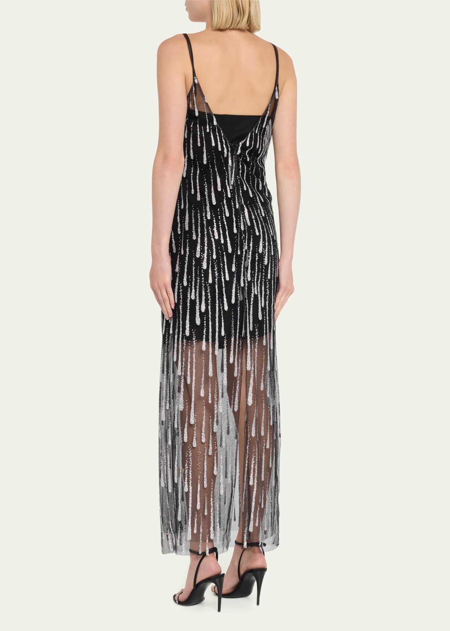 Rodarte Glitter-Embellished Tulle Slip Dress - Bergdorf Goodman