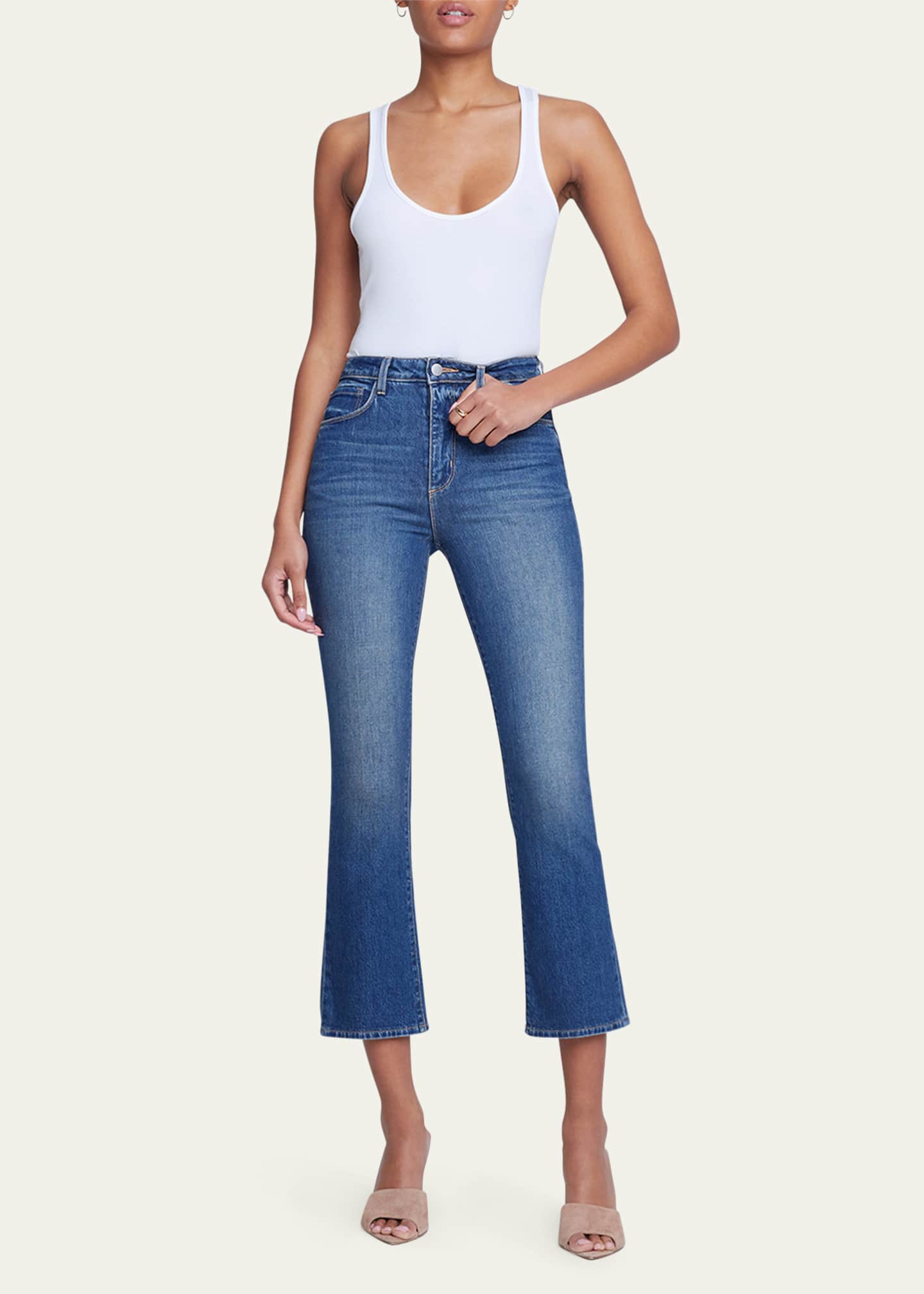 L'Agence Mira Ultra High Rise Cropped Micro Bootcut Jeans - Bergdorf ...
