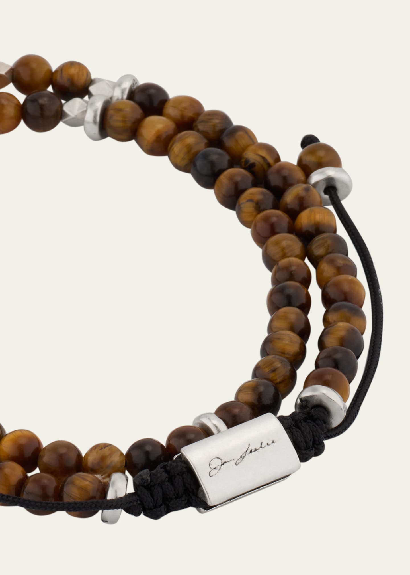 Jan Leslie Men's Tiger's Eye and Silver Double-Wrap Beaded Bracelet ...