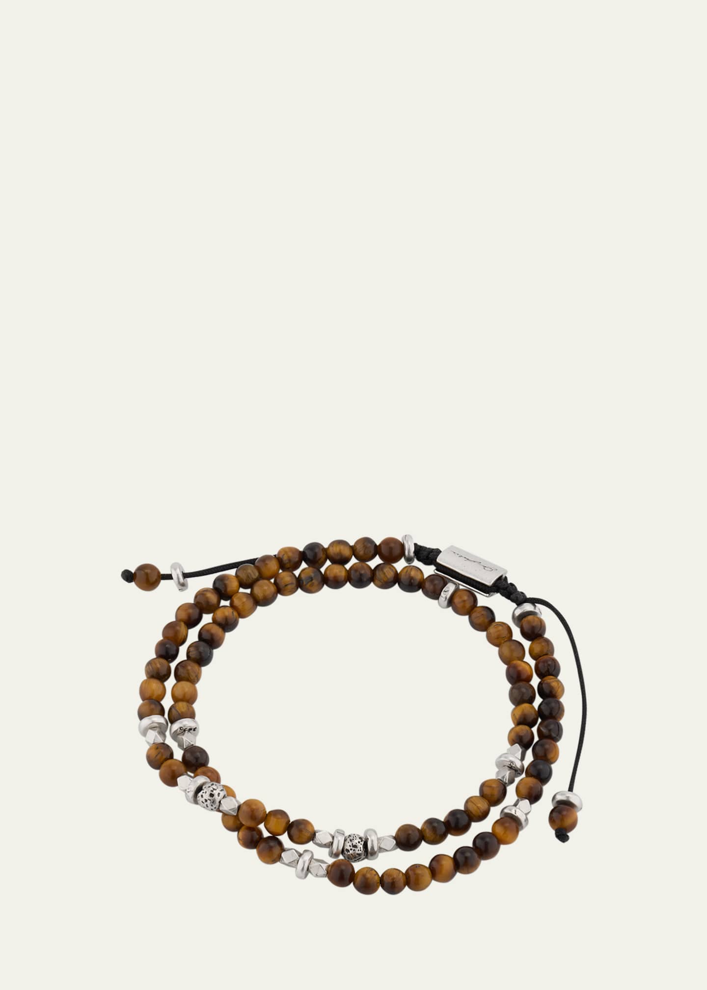 Jan Leslie Men's Tiger's Eye and Silver Double-Wrap Beaded Bracelet ...