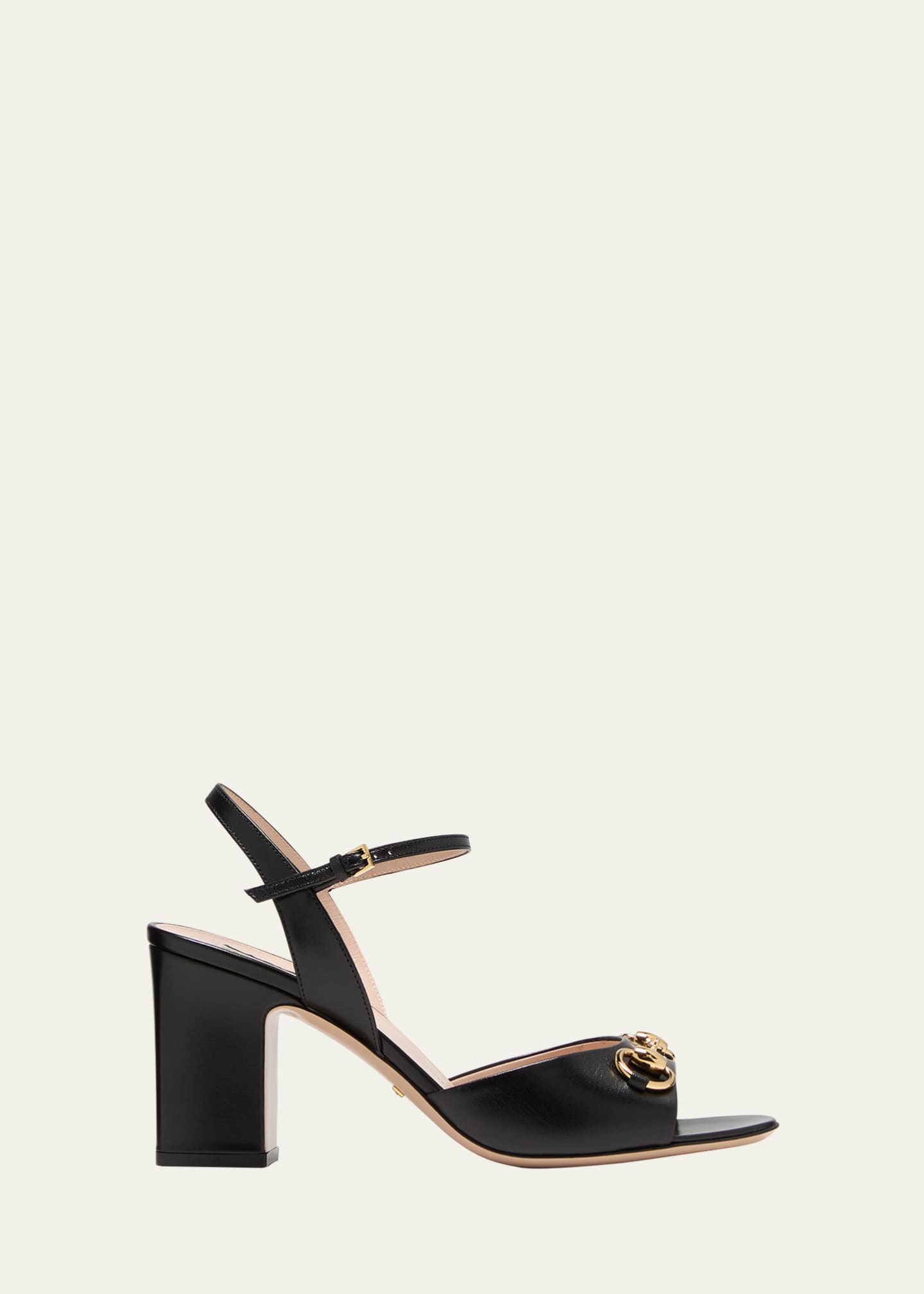 Gucci Lady Leather Horsebit Ankle-Strap Sandals - Bergdorf Goodman