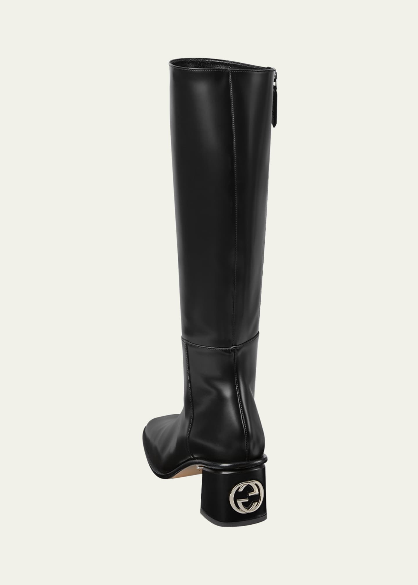 Gucci Onyx Leather Knee Boots - Bergdorf Goodman