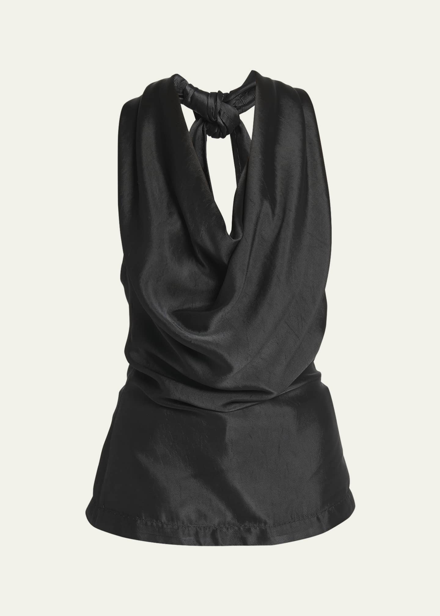 Bottega Veneta Draped Cowl-Neck Fluid Twill Halter Top - Bergdorf Goodman