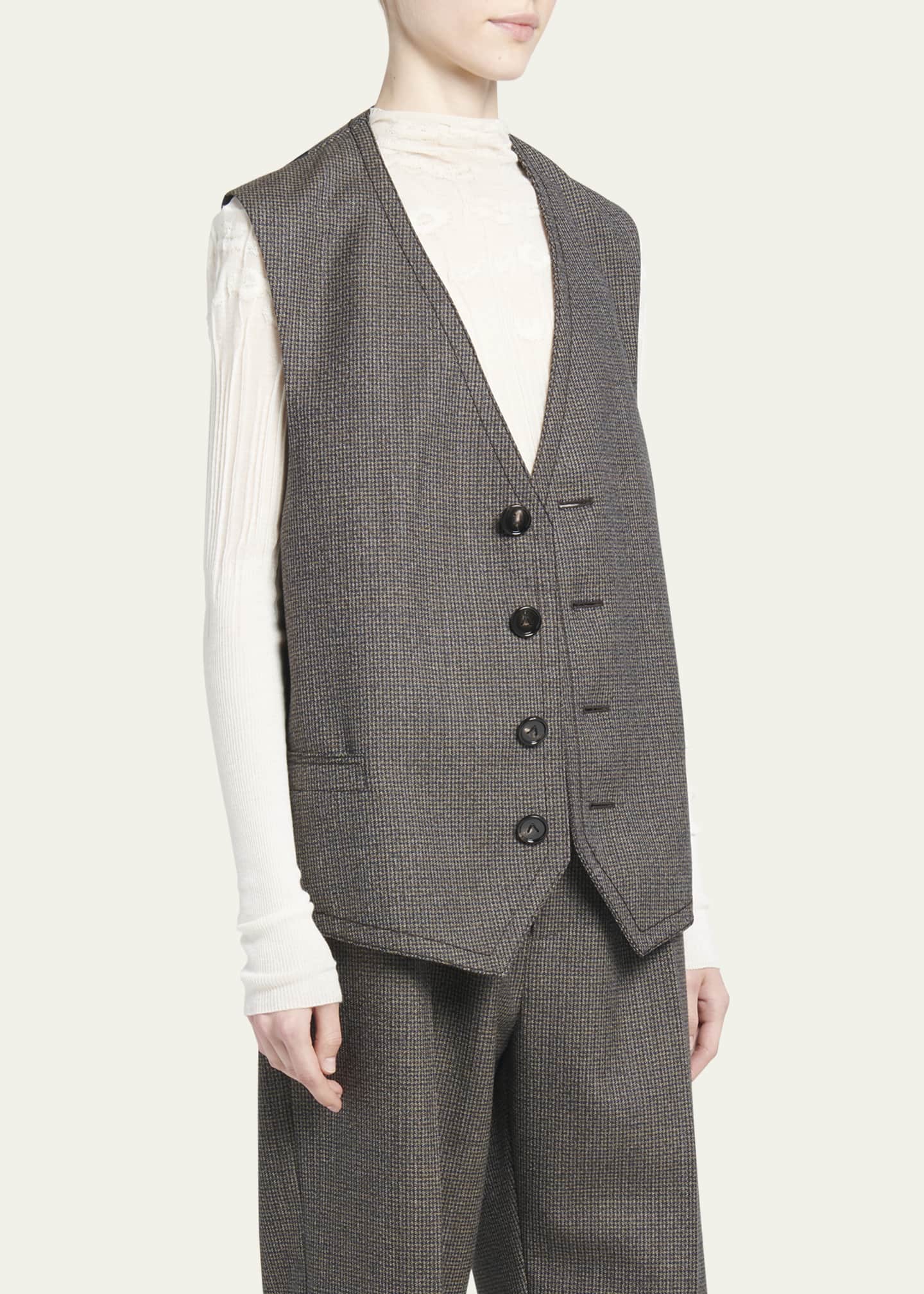 Bottega Veneta Classic Wool Houndstooth Vest - Bergdorf Goodman