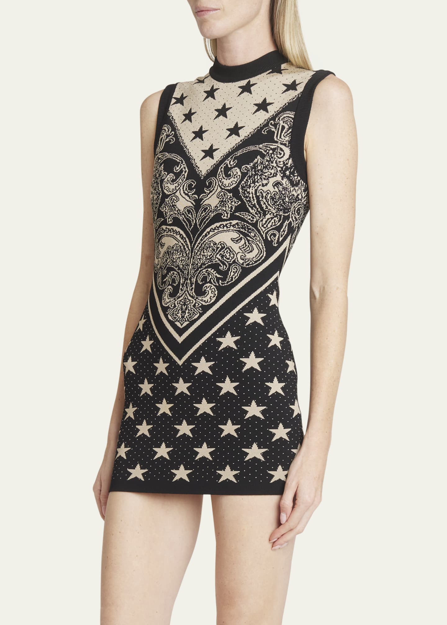 Balmain Star Intarsia Body-Con Mini Dress - Bergdorf Goodman