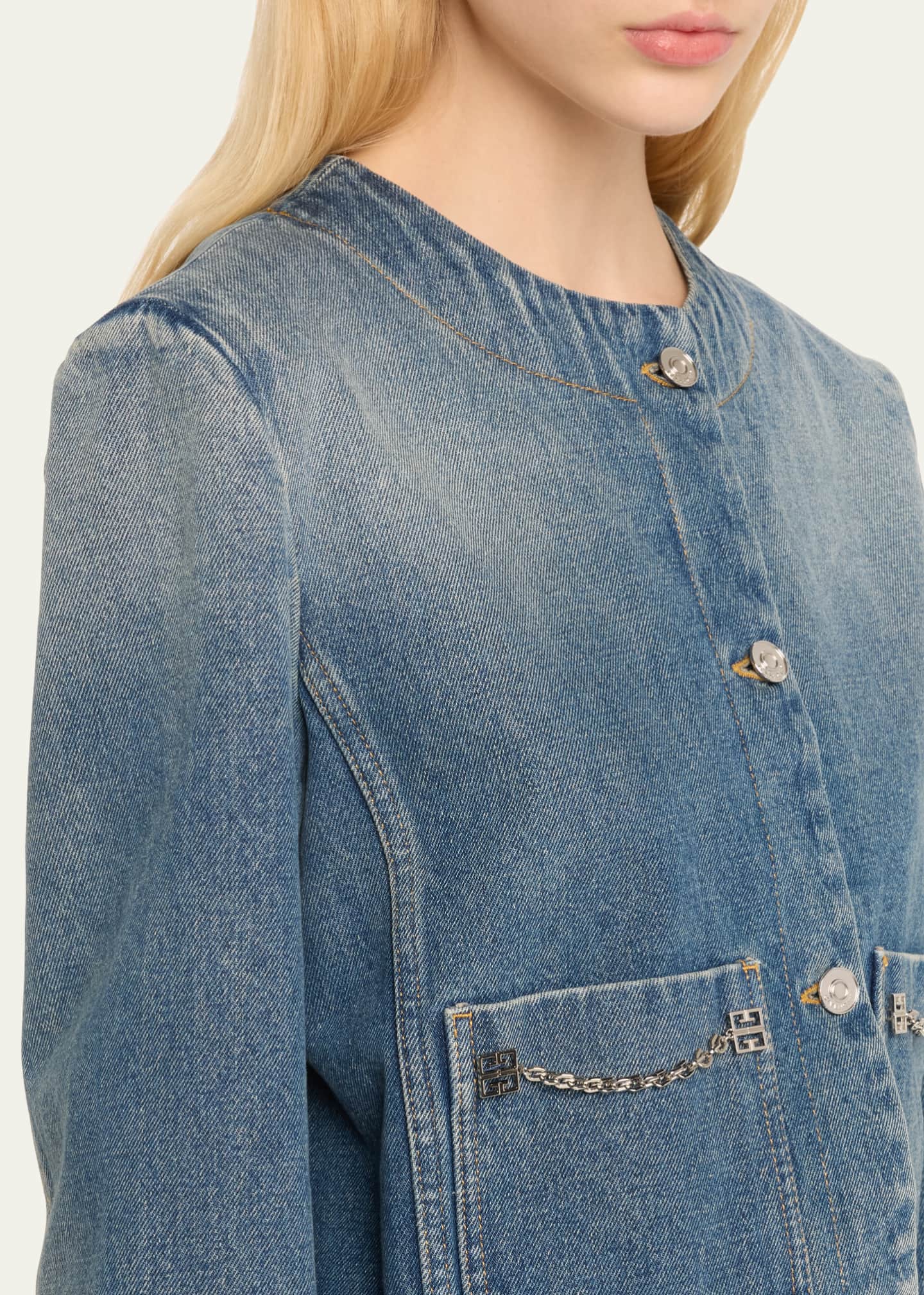 Givenchy Jean Jacket with 4G Chain Detail - Bergdorf Goodman