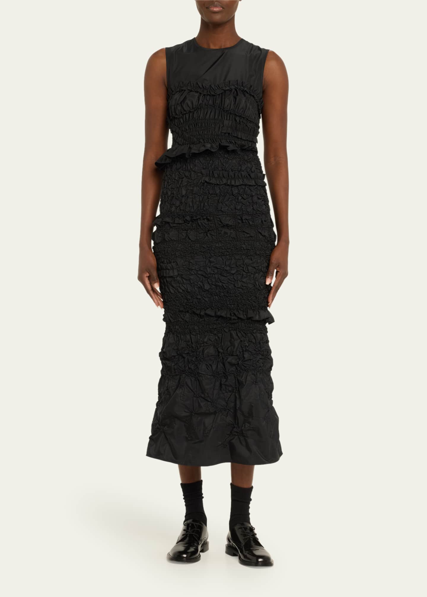 Cecilie Bahnsen Vanda Smocked Faille Mermaid Dress - Bergdorf Goodman