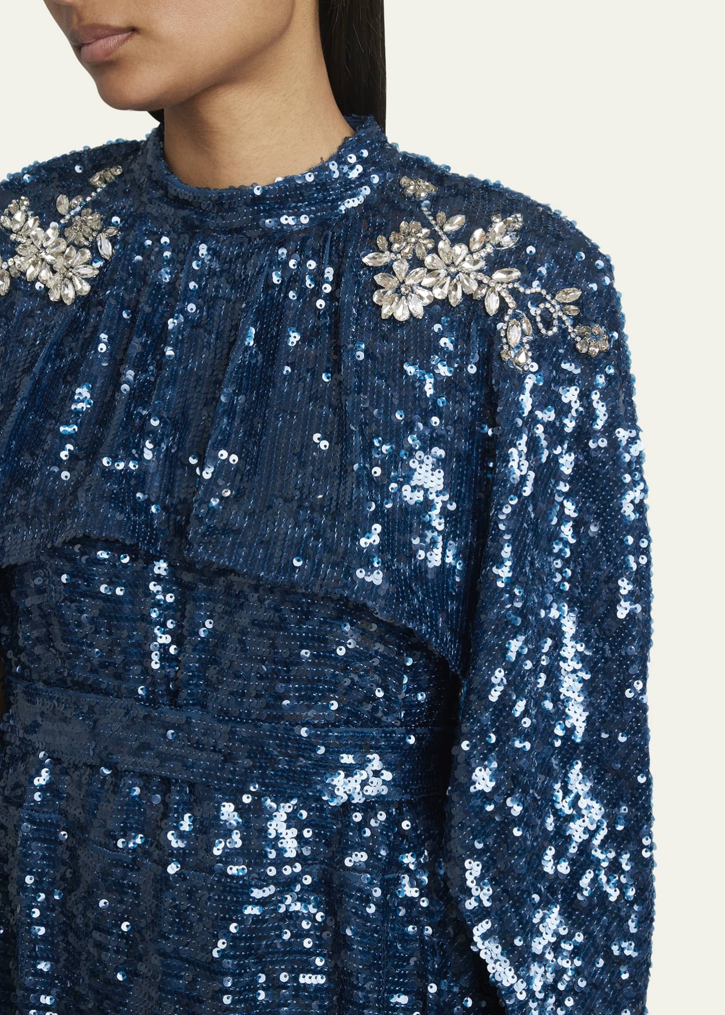 Erdem Sequined Belted Cape-Effect Gown - Bergdorf Goodman