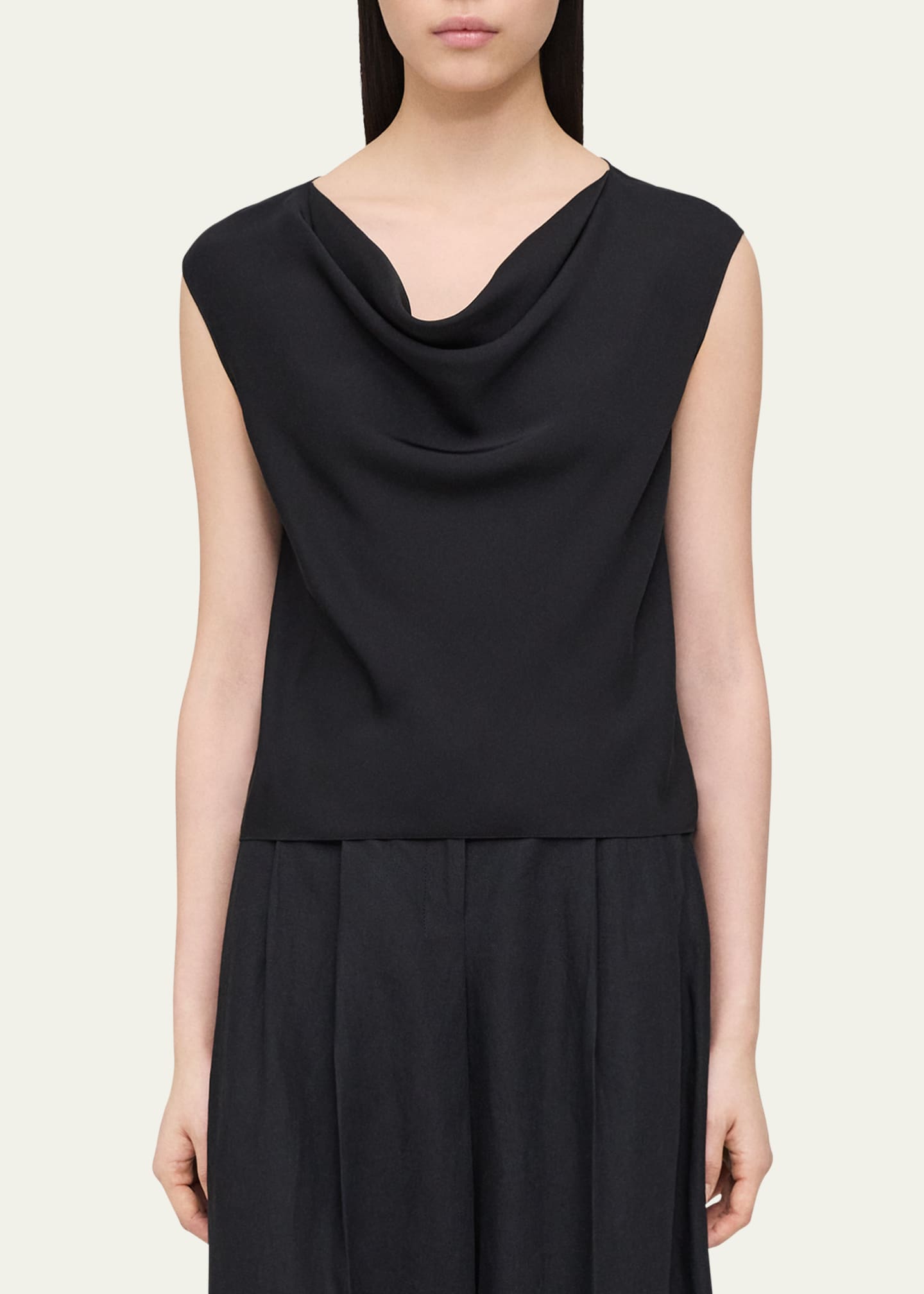 Theory Cap-Sleeve Silk Cowl Top - Bergdorf Goodman