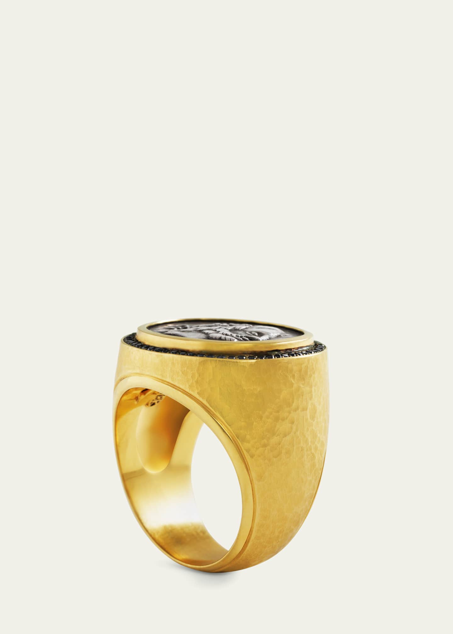 Jorge Adeler Men's 18K Gold Authentic Jupiter Coin Ring with Black ...