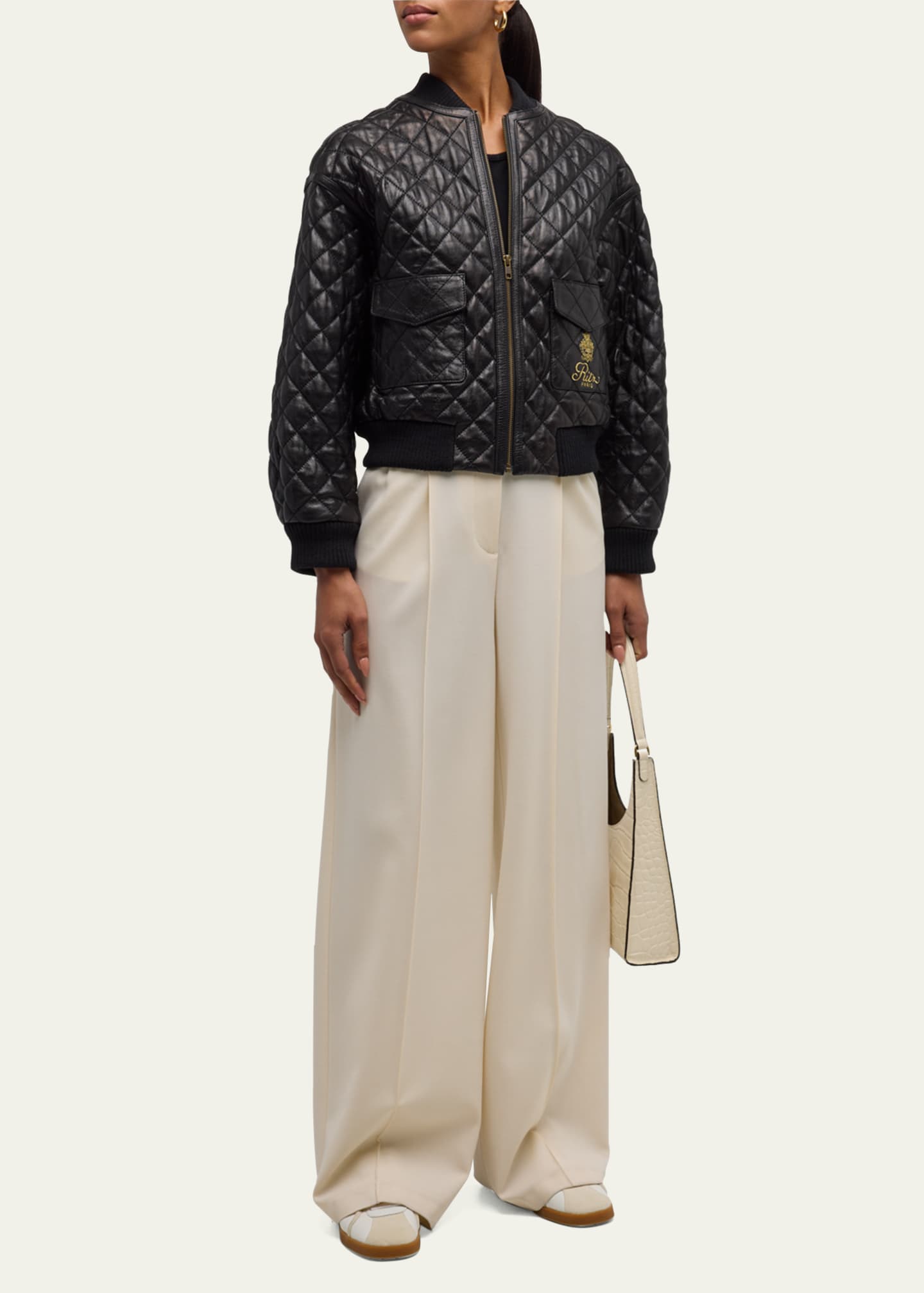 FRAME x Ritz Paris FRAME x Ritz Paris Quilted Leather Bomber Jacket ...