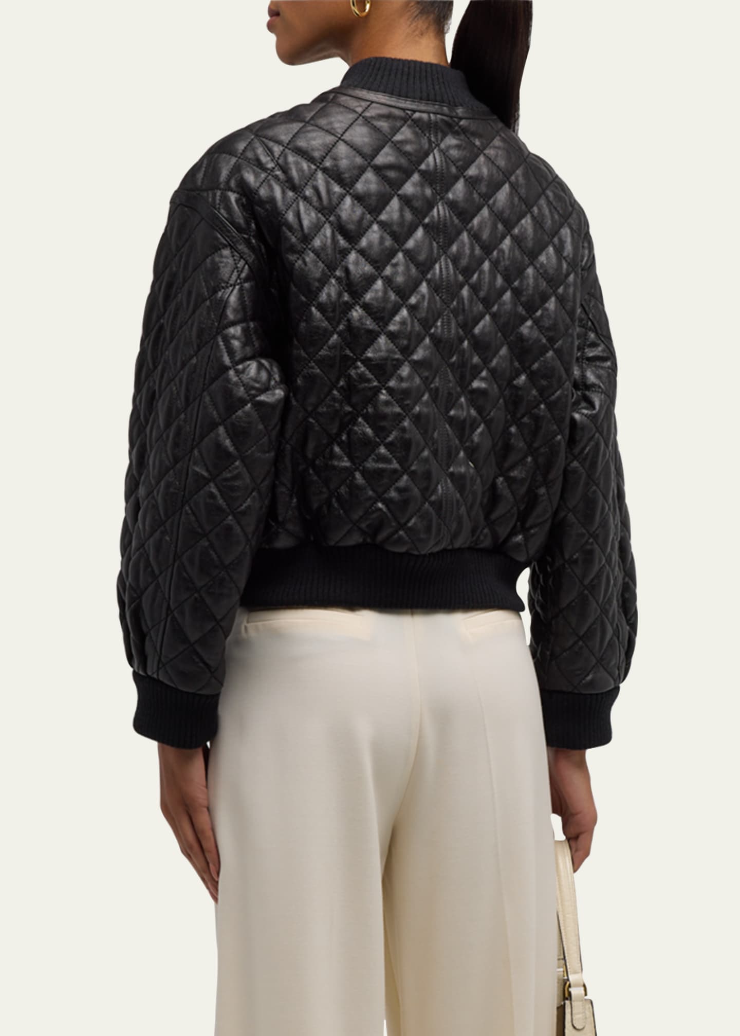 FRAME x Ritz Paris FRAME x Ritz Paris Quilted Leather Bomber Jacket ...