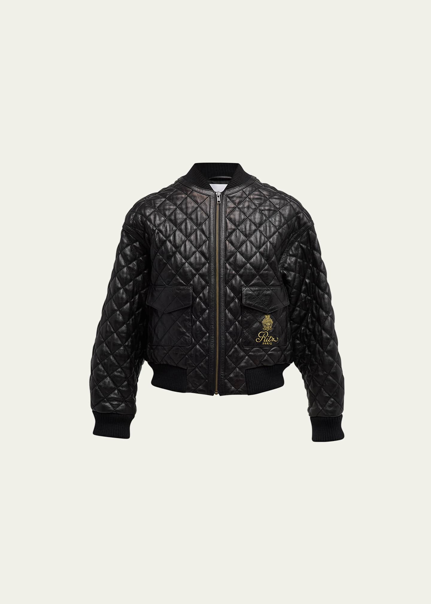 FRAME x Ritz Paris FRAME x Ritz Paris Quilted Leather Bomber Jacket ...