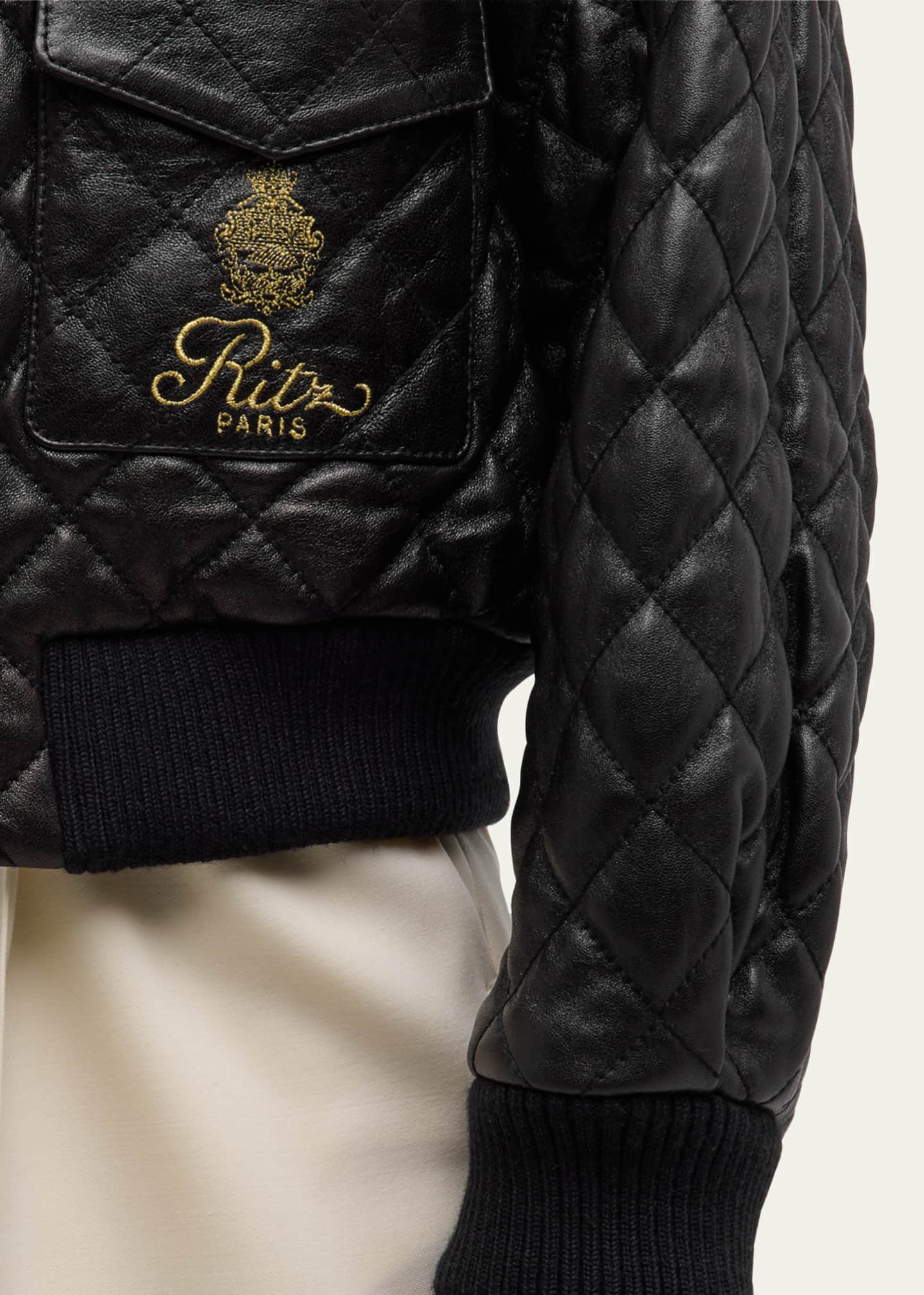FRAME x Ritz Paris FRAME x Ritz Paris Quilted Leather Bomber Jacket ...